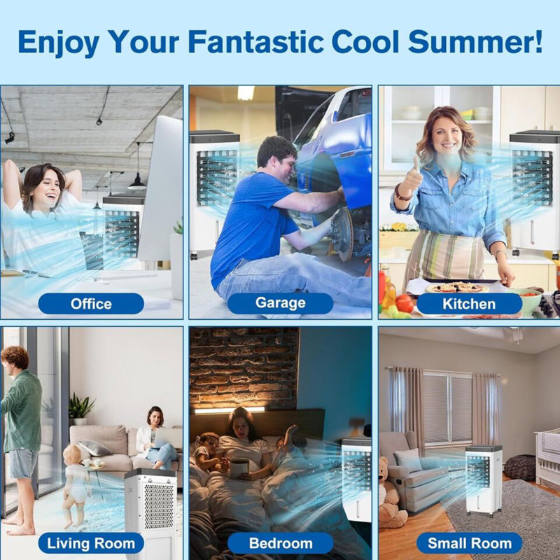 Topteng Portable Evaporative Cooling Humidifier With Wheel Fan | Wayfair