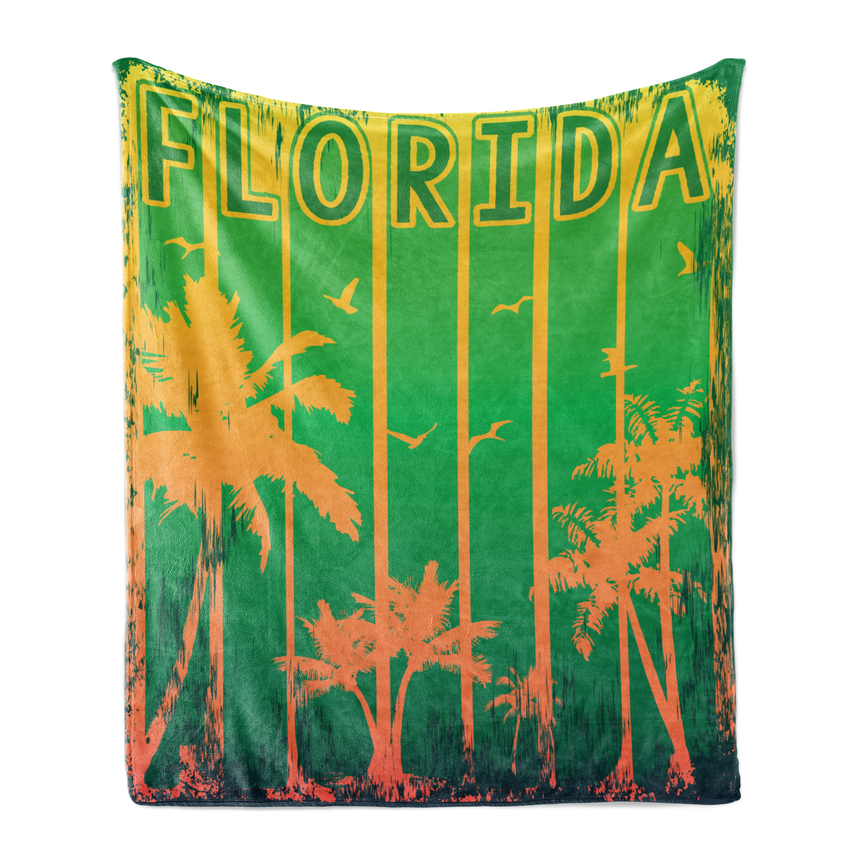 Ambesonne Florida Fleece Throw Blanket Beach Trees Green Old Lime Green ...
