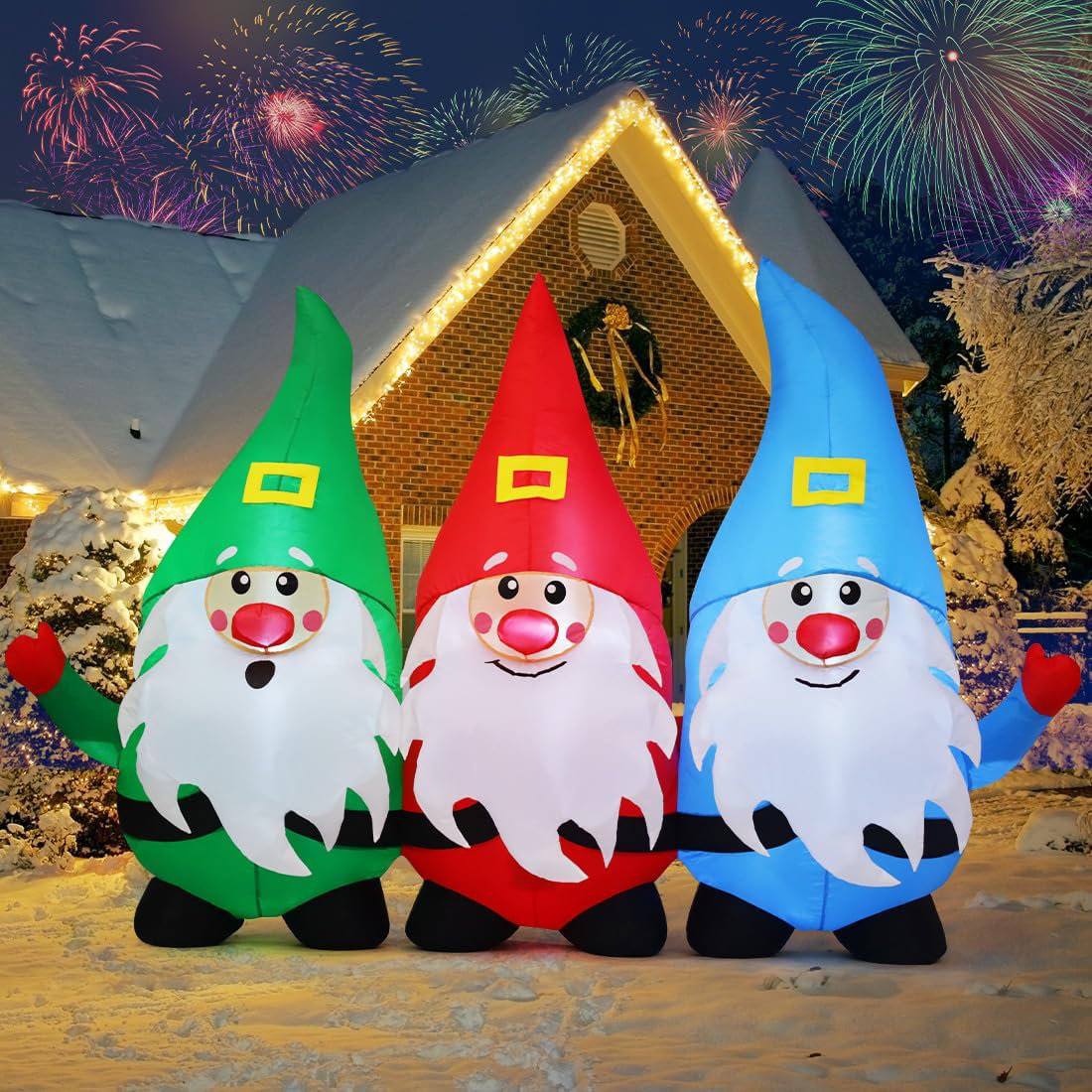GOOSH Christmas Inflatable 7.5FT Three Gnome Inflatables Outdoor ...
