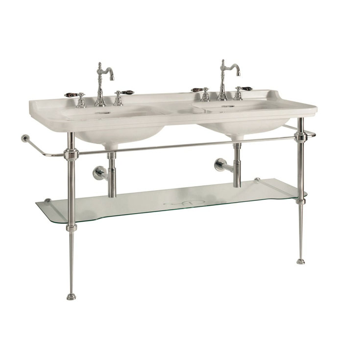 WS Bath Collections Waldorf 21.7'' Glossy White/Chrome Ceramic ...