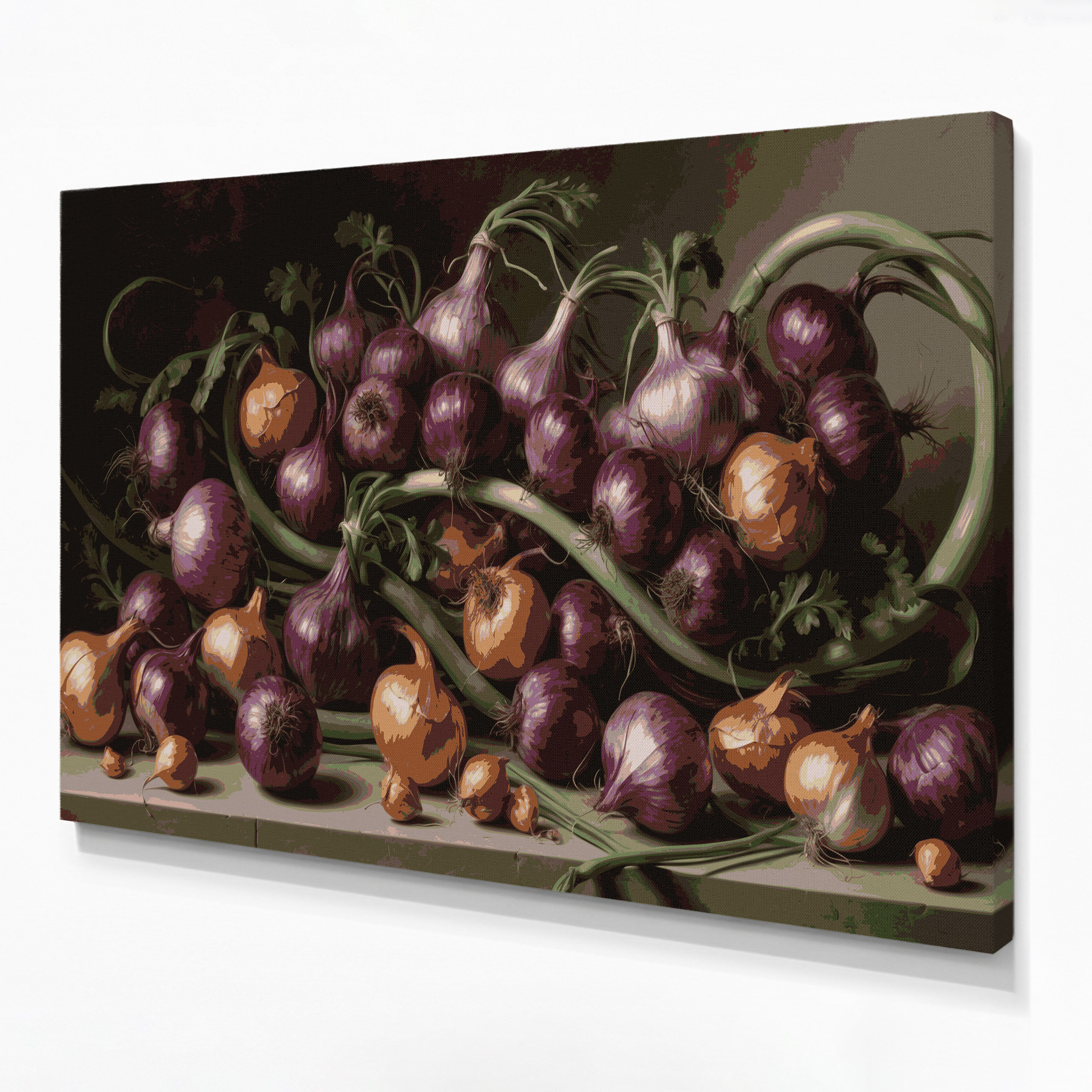 Hokku Designs Vegetables Shallot Black Canvas Wall Art | Wayfair