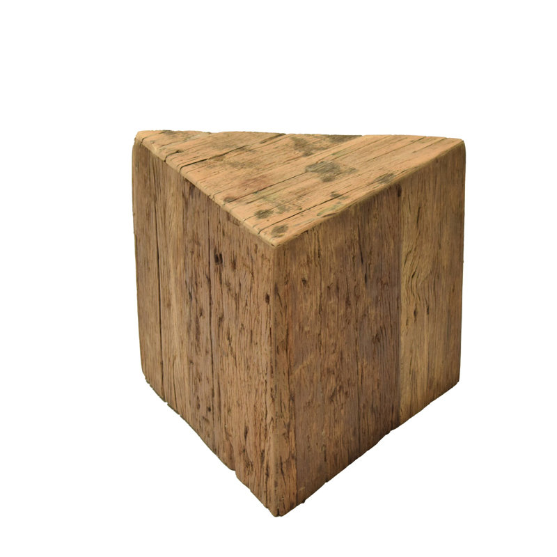 Millwood Pines Small Triangle Side Table Natural Wood H 15" & L 16 ...
