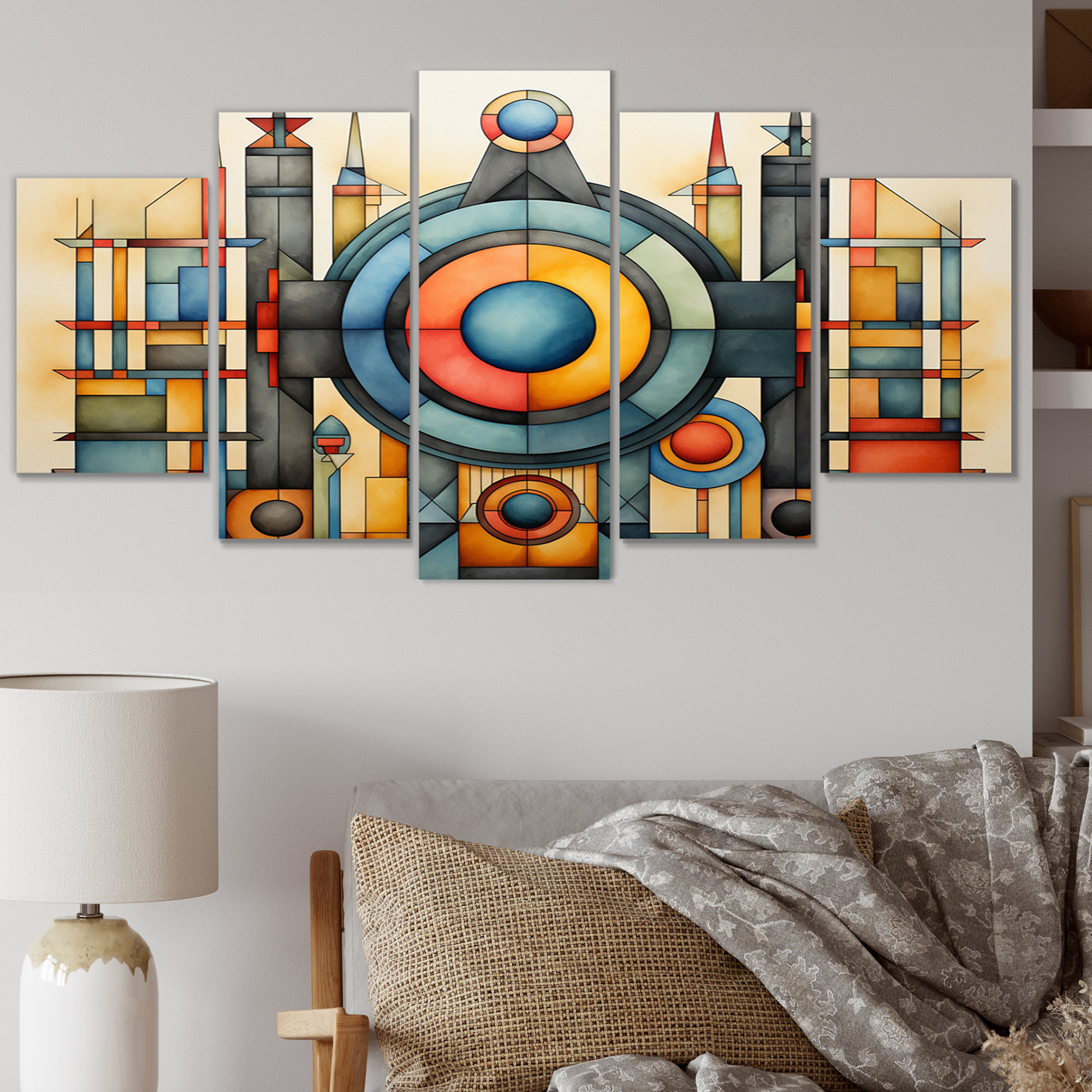 Wrought Studio African Ndebele Patterns - 5 Piece Wrapped Canvas Print ...