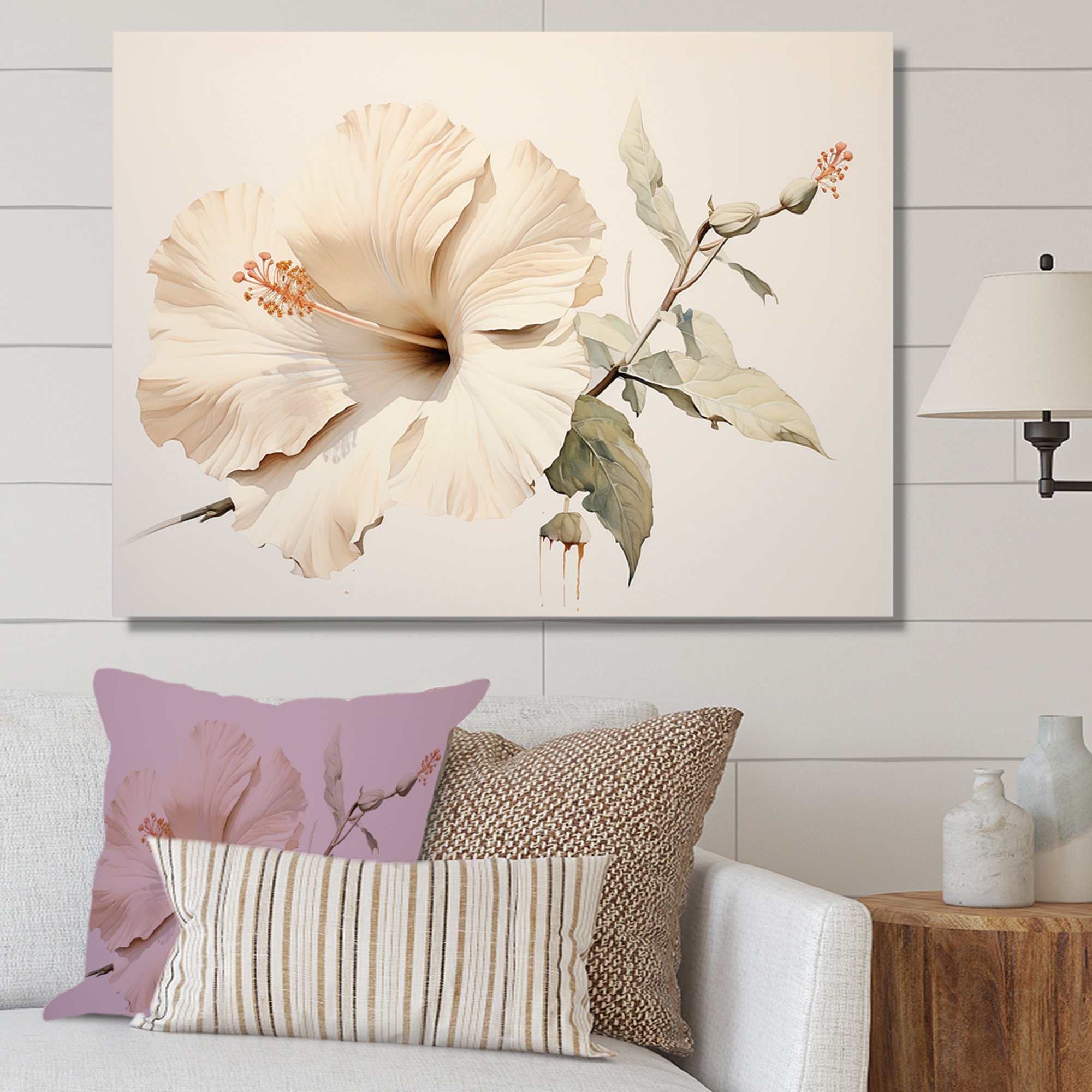 Bay Isle Home™ Beige Minimalism Hibiscus Wonder I | Wayfair