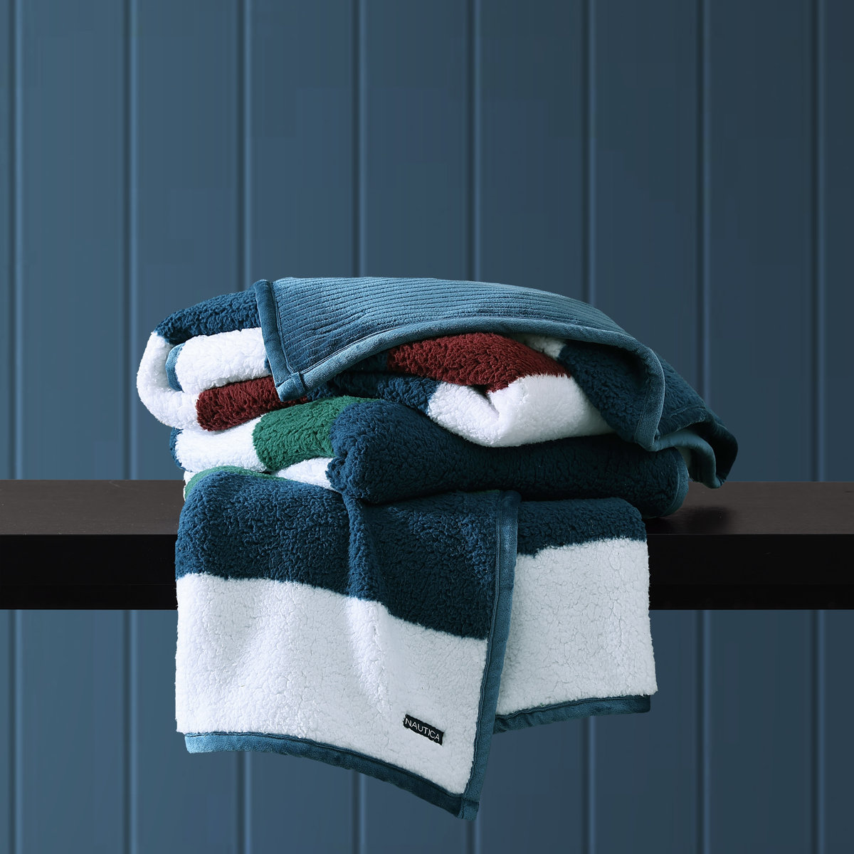 Nautica Wilton Ultra Soft Plush Sherpa Throw Blanket | Wayfair