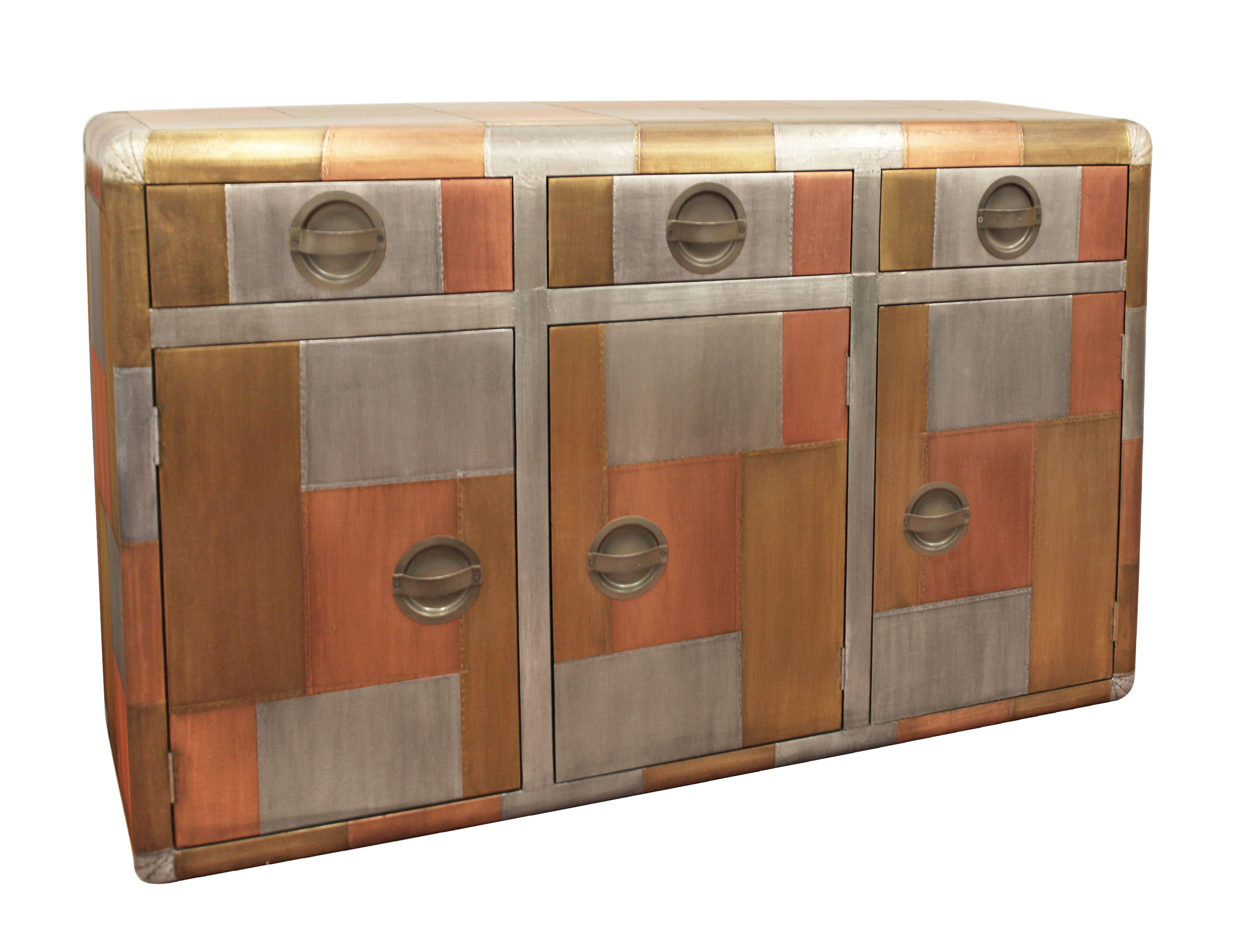 17 Stories Mar Vista 3-drawer 3-door Sideboard In Tri-tone Metal ...