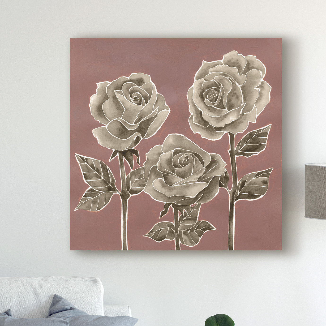 East Urban Home Marsala Roses I by Grace Popp - Print on Canvas ...