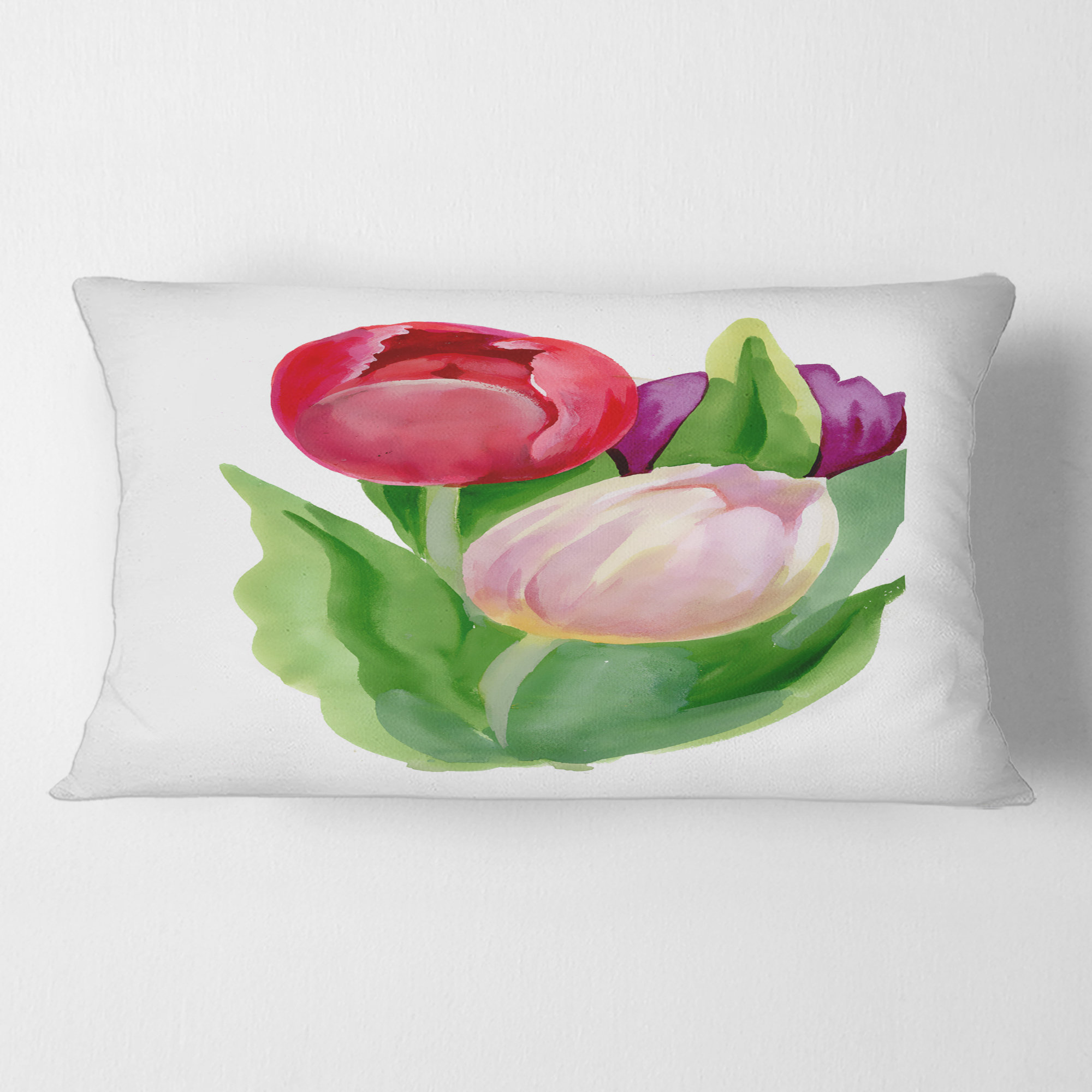 Design Art Beautiful Tulip Flowers Rectangular Pillow Cover & Insert ...