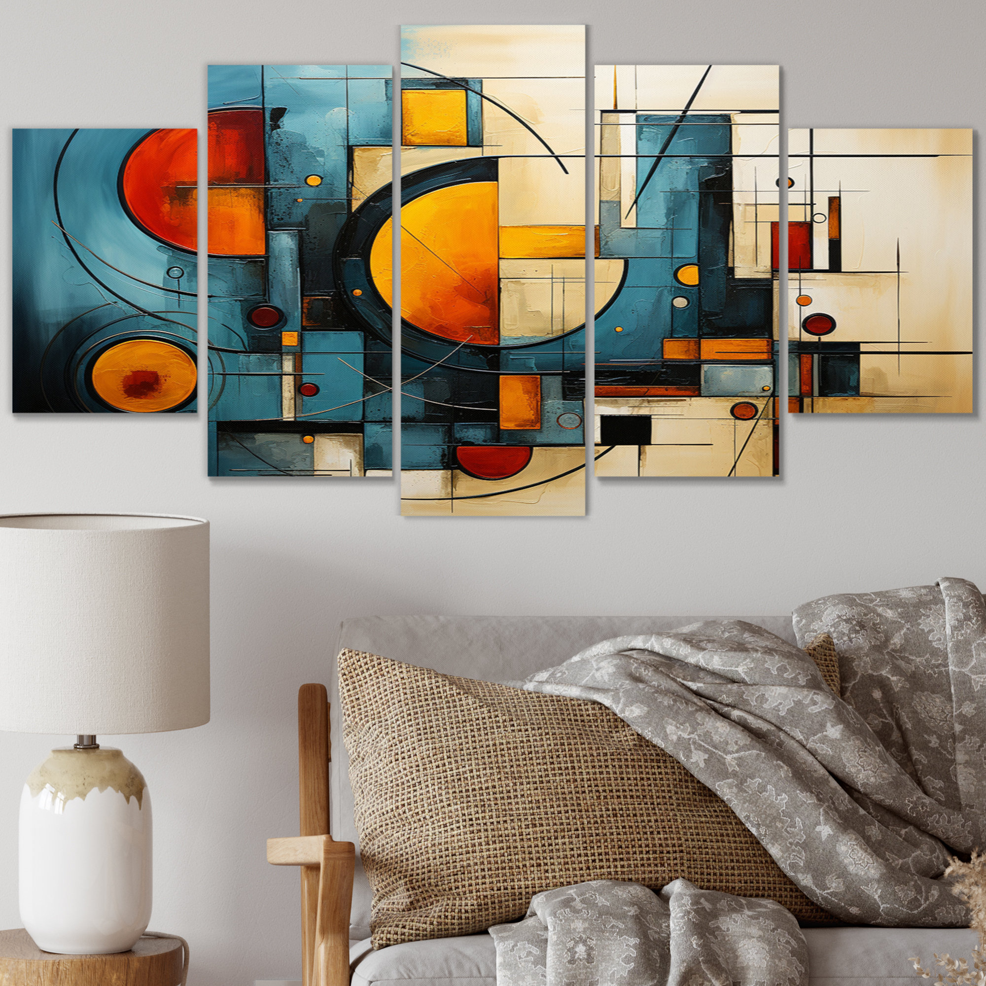 Ivy Bronx Electric Array III - Abstract Collages Metal Wall Decor Set 5 ...