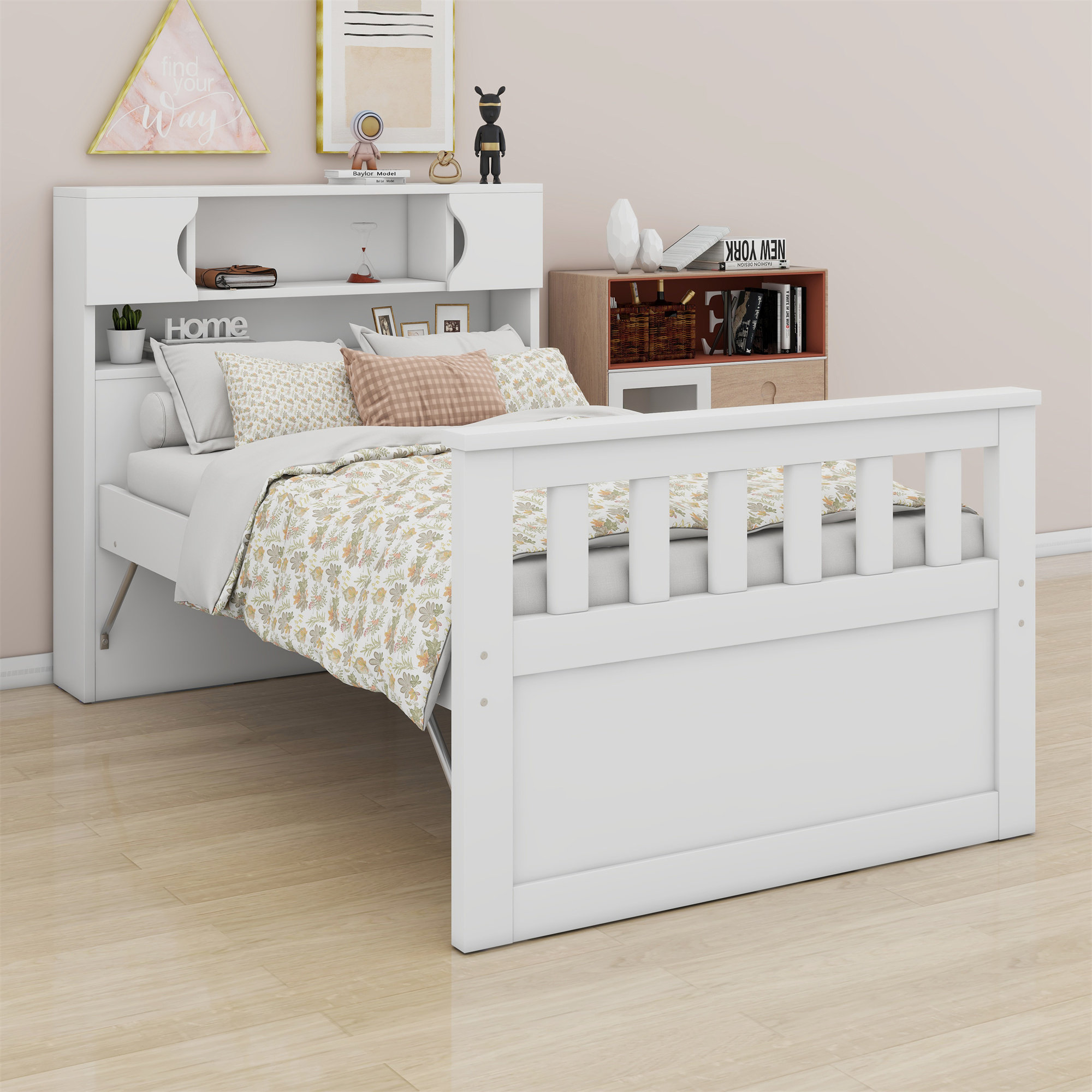 Lark Manor™ Platform Bed Frame With Storage Bookcases,Shelves And ...