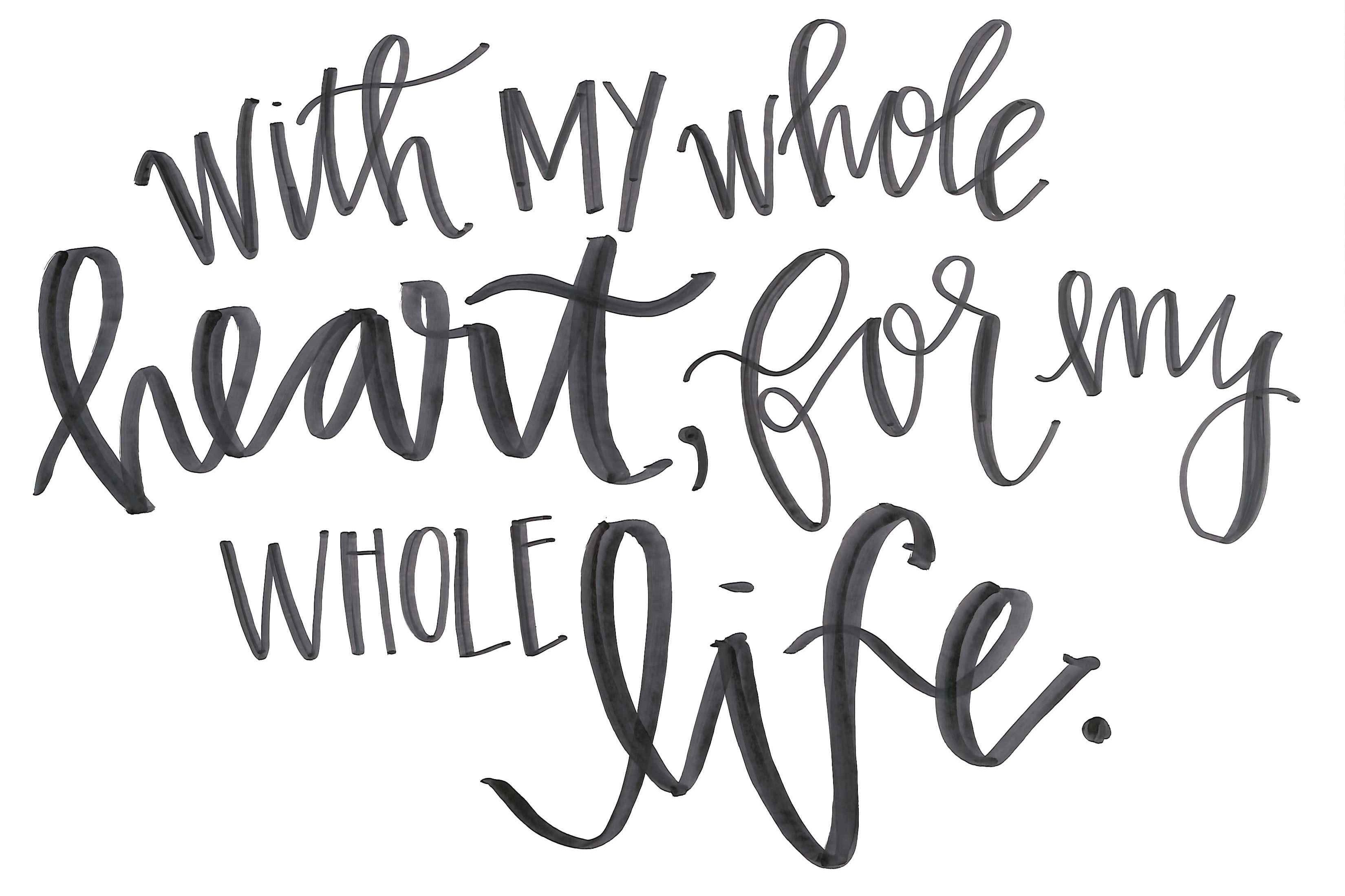 Trinx Whole Heart Whole Life Script - Wrapped Canvas Textual Art | Wayfair