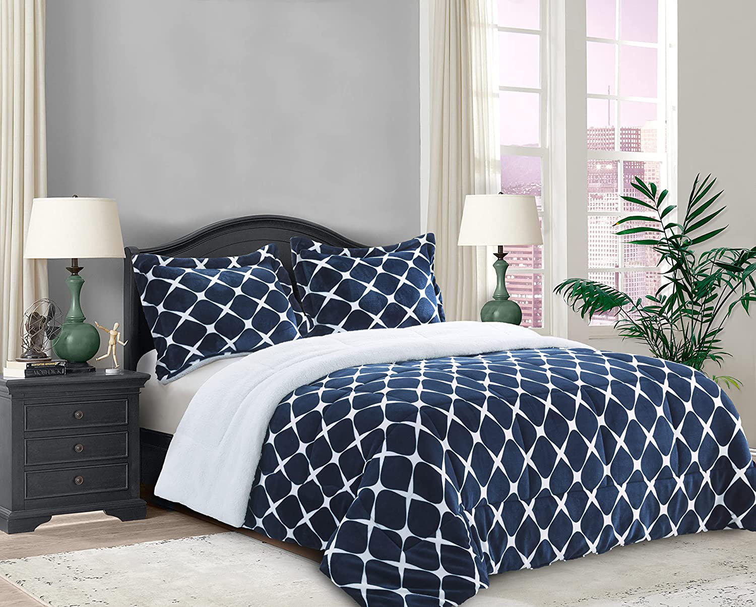 Mocassi 2-Piece Luna Ogee Pattern Collection, Reversible Sherpa ...