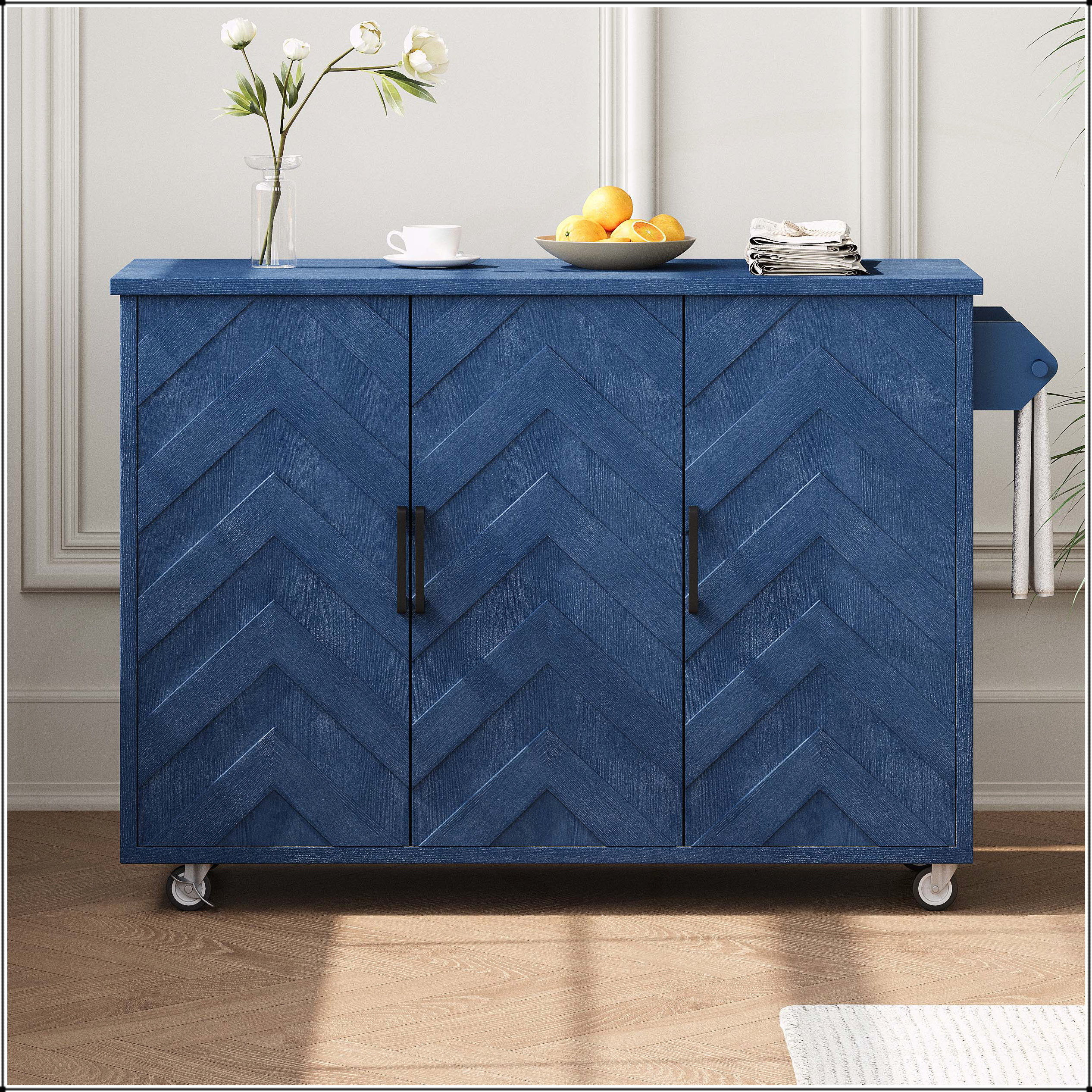 Gracie Oaks Versatile Farmhouse Kitchen Island with Multiple Storage ...