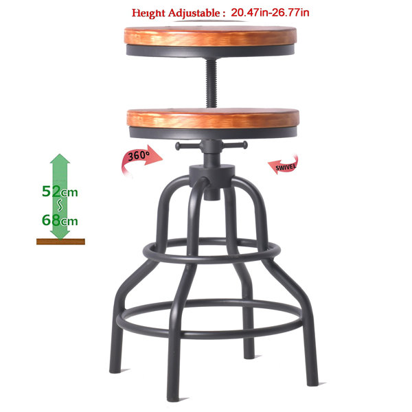 Williston Forge Darlean Swivel Solid Wood Adjustable Height Stool | Wayfair