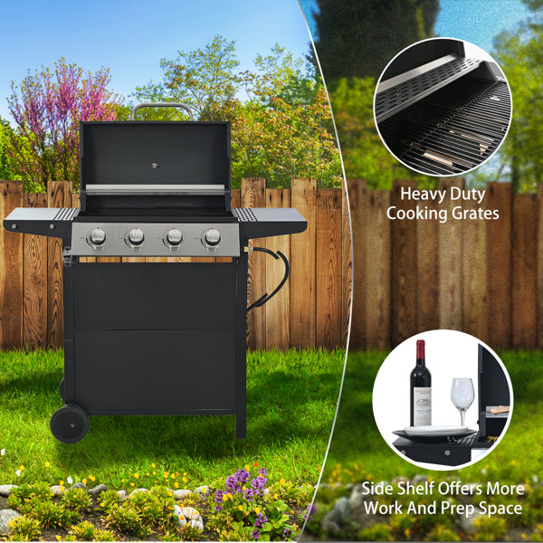 Endark 4-Burner Propane Gas Grill, 34,000 BTU Stainless BBQ For Patio ...