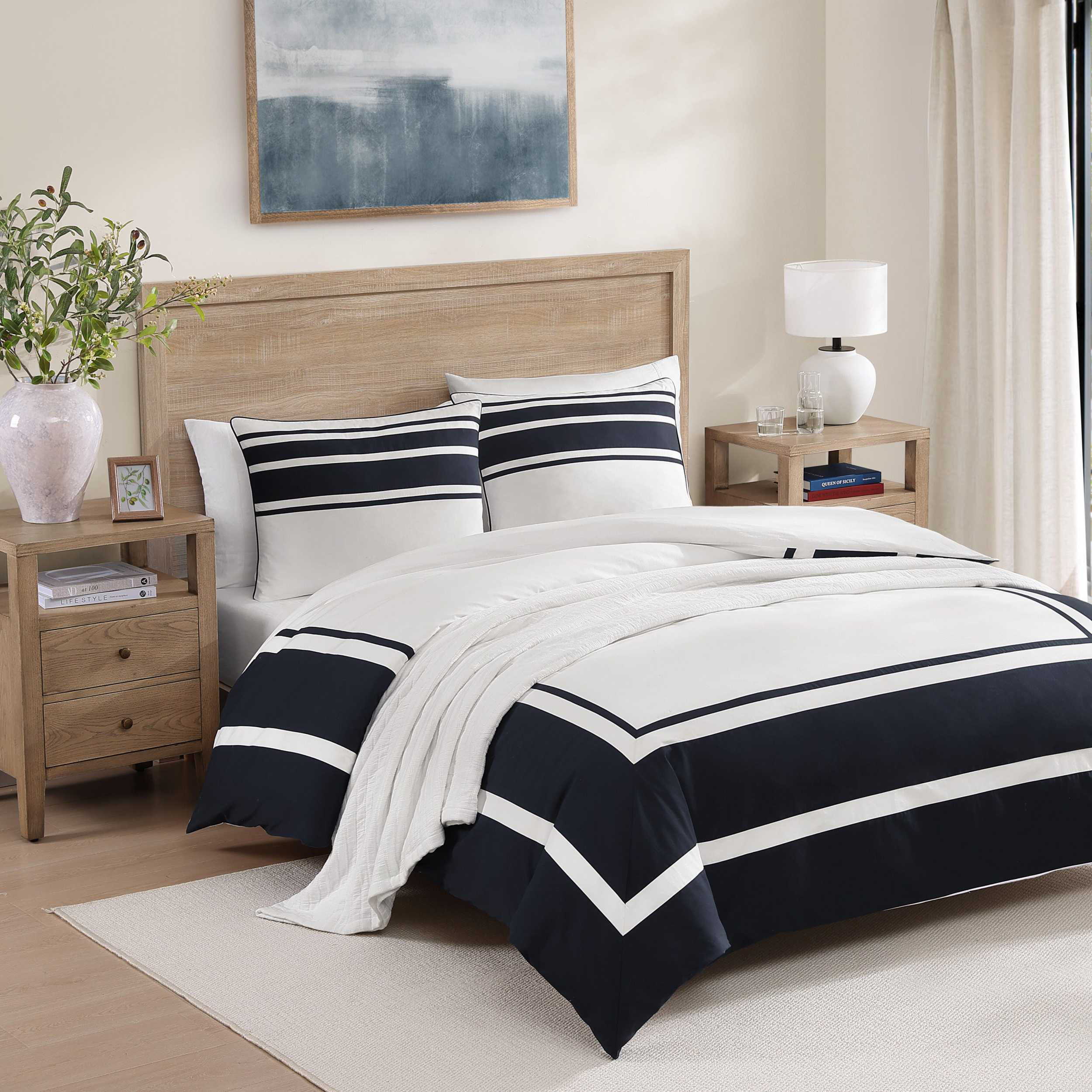 Tommy Hilfiger Park Avenue Cotton Navy Comforter Set | Wayfair