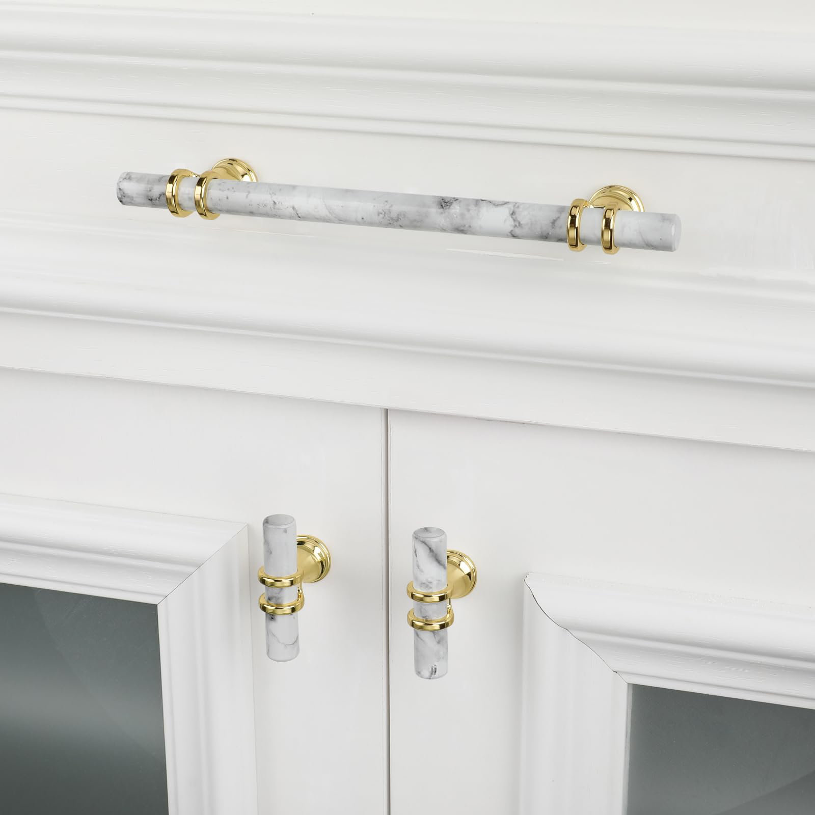 COAHAHA Marble Grain Cabinet Pulls - Elegant Metal Handles For Kitchen ...