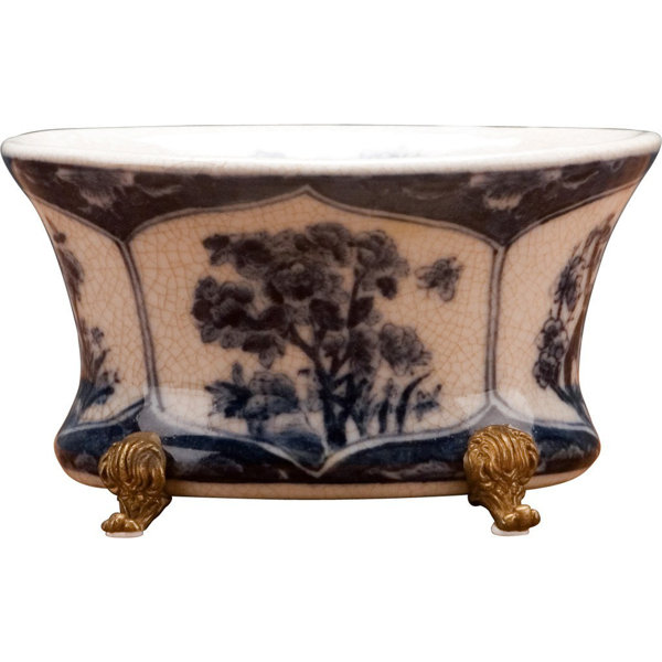Danny's Fine Porcelain Pocelain Basin Pot Planter with Bronze Feet ...