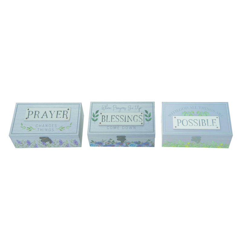 Trinx MDF Blessings Prayer Box Set of 3 Everyday Home Decorations | Wayfair