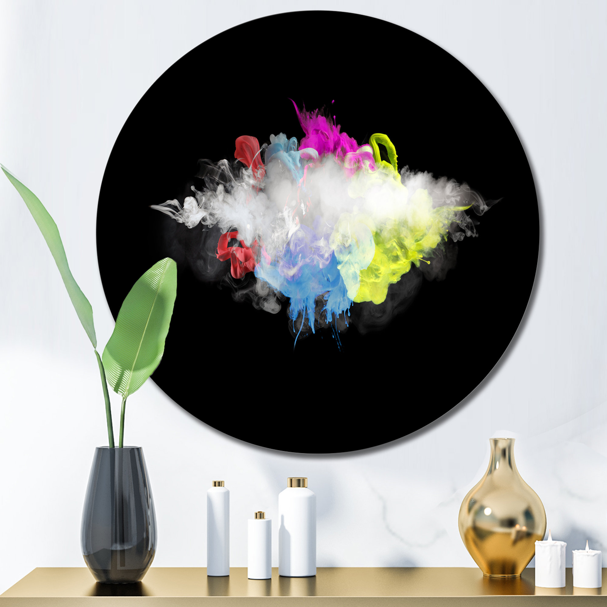 East Urban Home White Smoke With Vibrant Colours I - Modern Metal ...