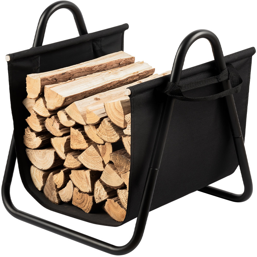 Arlmont & Co. Jeniffer Fireplace Log Holder with Canvas Firewood Rack ...
