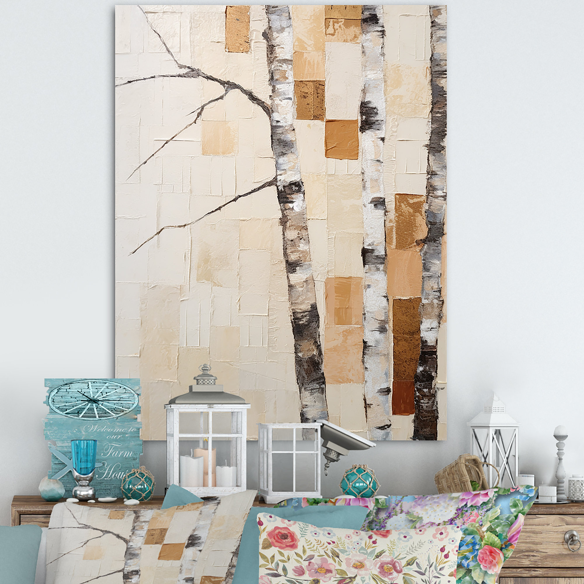 Winston Porter Beige Minimalism Tree Birch II - Tree Birch Canvas Art ...