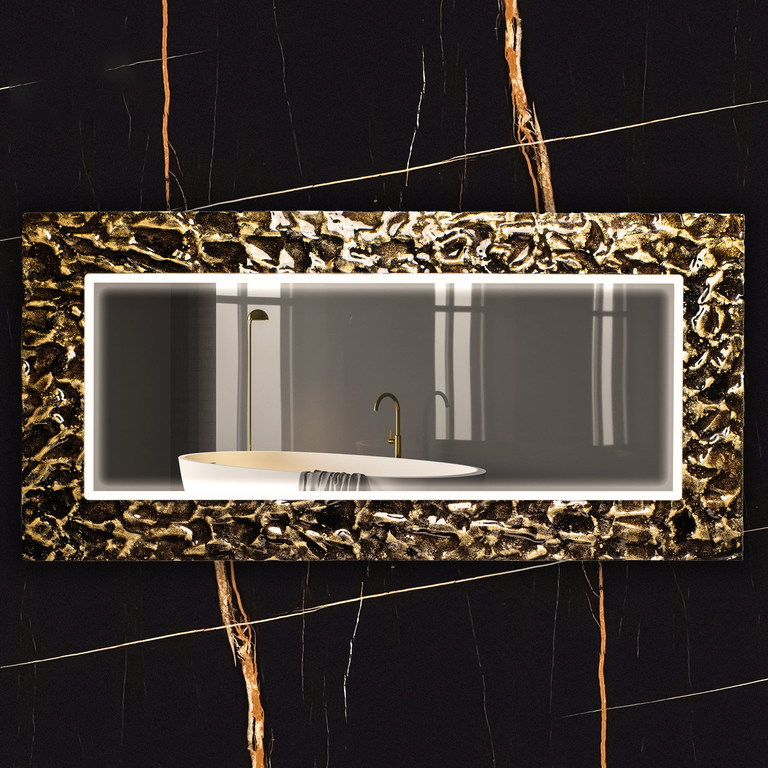 Everly Quinn Glass Flat LED Wall Mirror | Wayfair