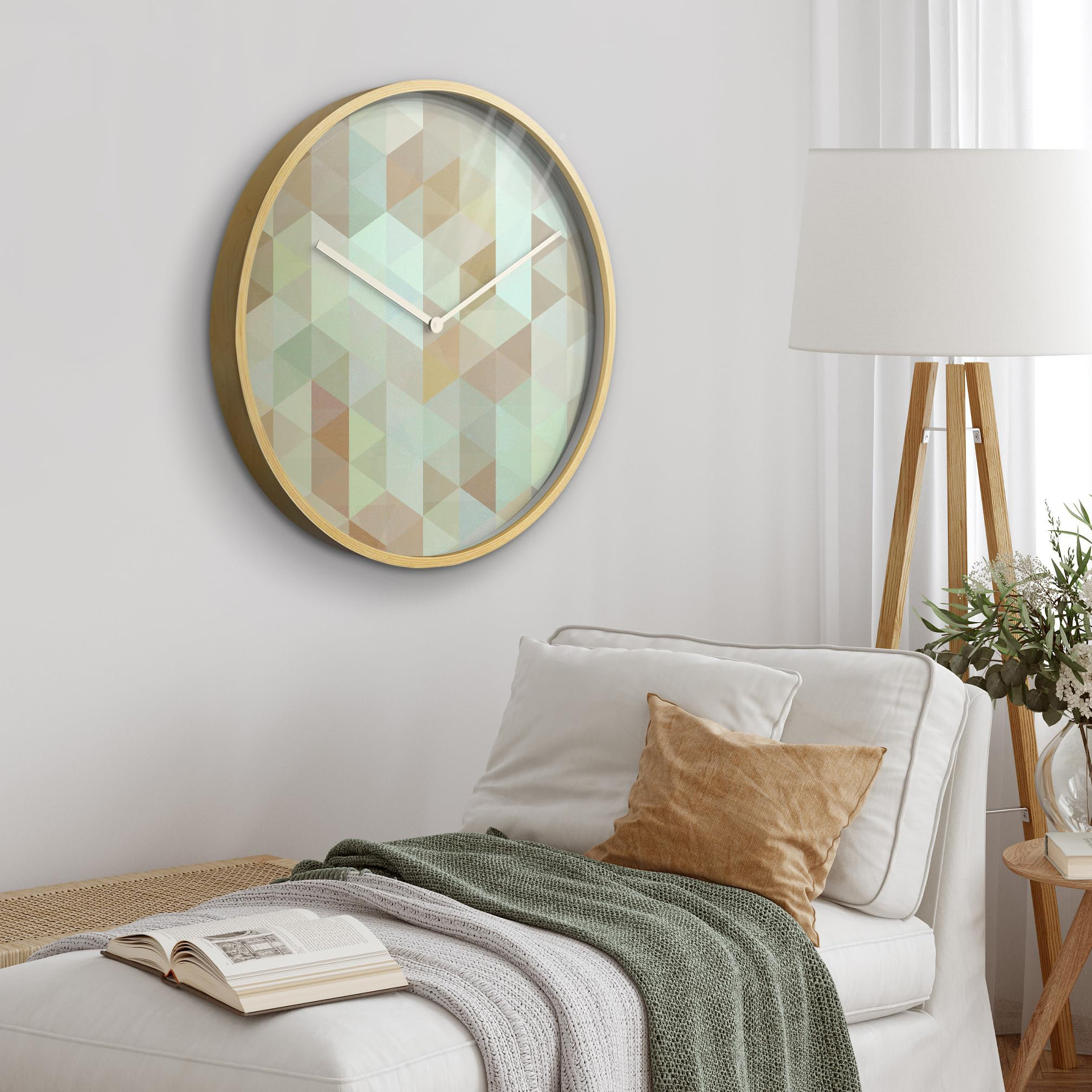 SIGNLEADER Rhombus Color Blocks Clock Decor Wooden Large Wall Clock ...