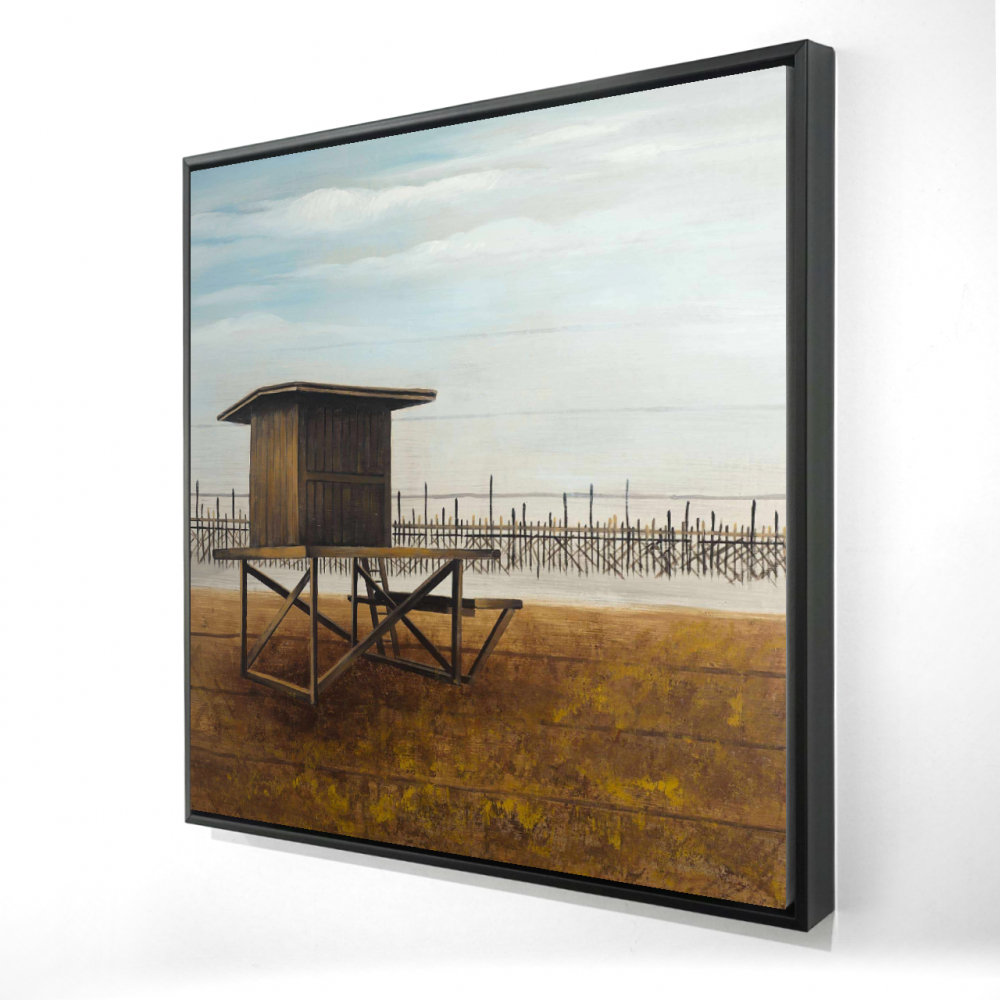 Red Barrel Studio® Newport beach lifeguard tower - 24"x24" Framed ...