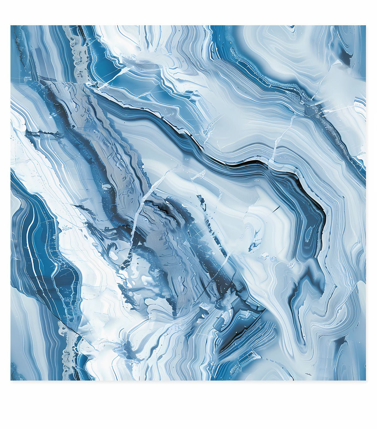 Wrought Studio™ Abstract Blue Crystal Marble III Modern Unframed Art ...