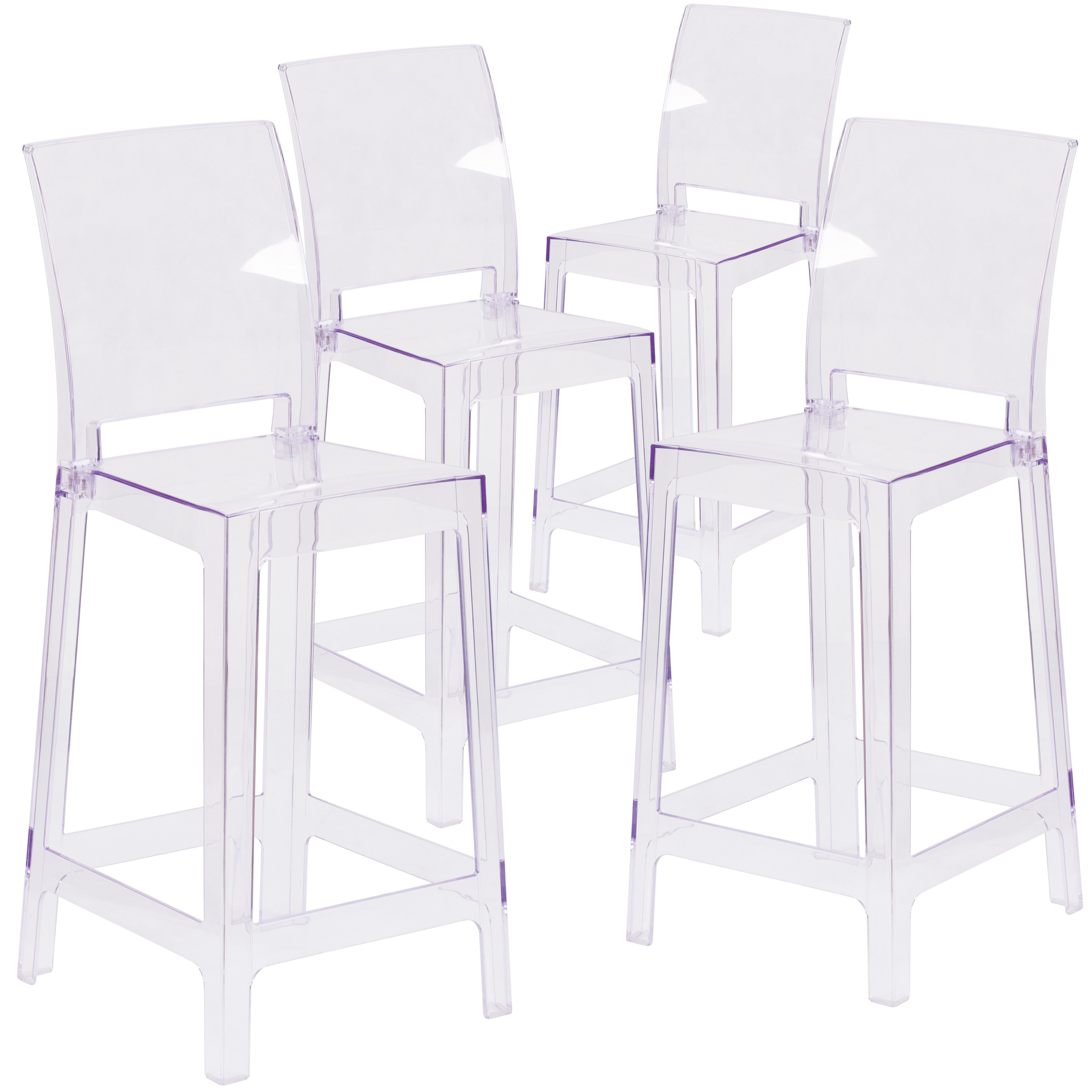 Ivy Bronx Imca Counter Stool with Square Back in Transparent Crystal ...
