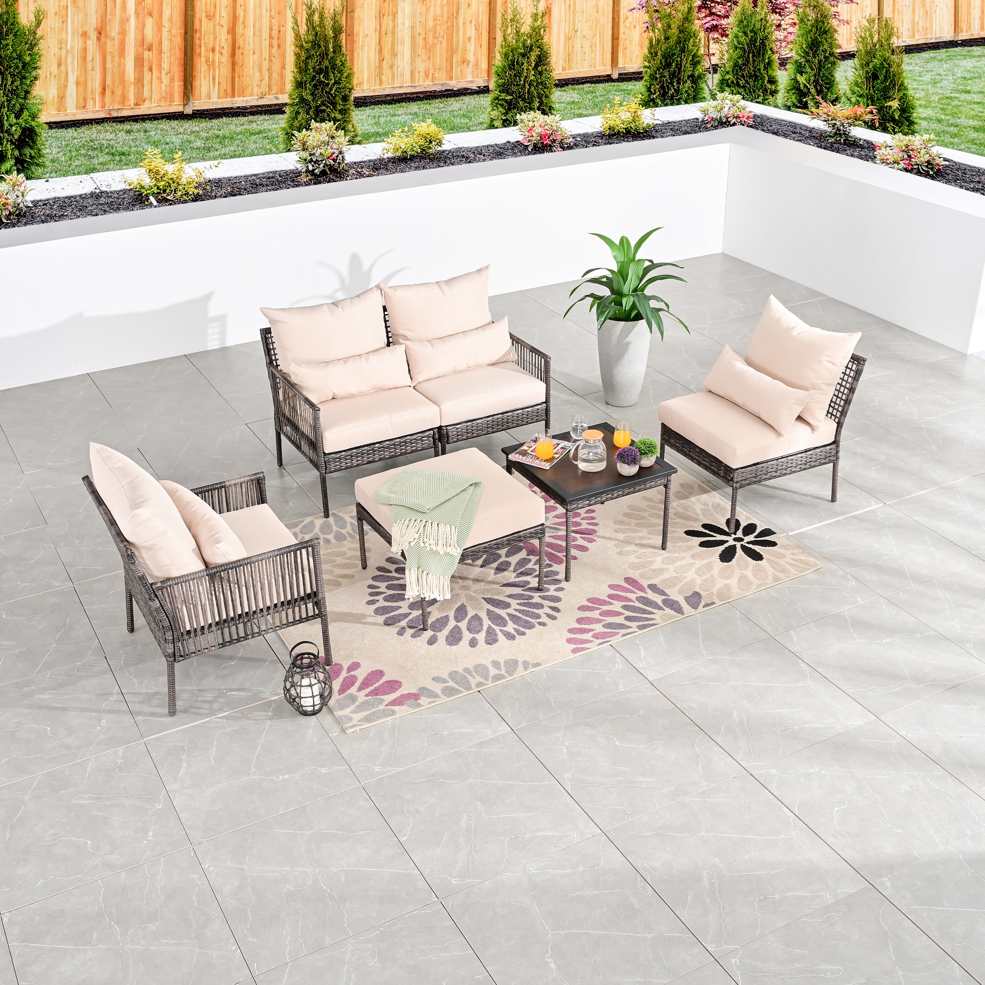Bayou Breeze Aalaysia 6-Piece Outdoor Wicker Conversation Set & Reviews ...