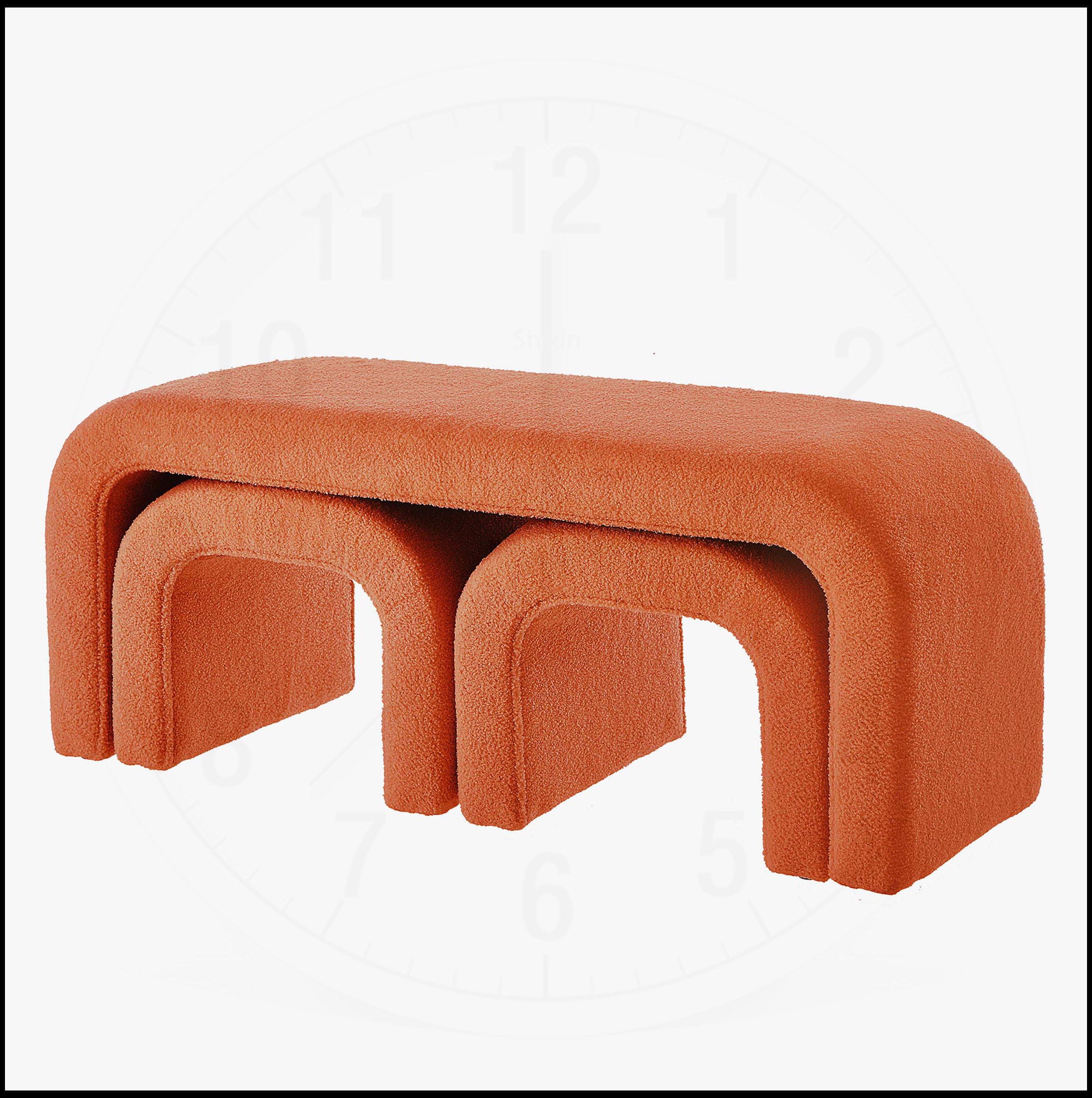 George Oliver Set of 3 U-Shaped Modern Bench and Ottoman Stools for ...