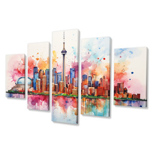 Lark Manor™ Cn Tower Toronto Cityscape Sunset - Toronto Multipanel Wall ...