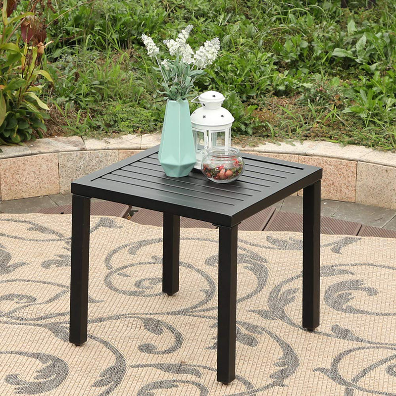 Latitude Run® Portable Coffee Table, Rust & Weather Resistant, Black ...