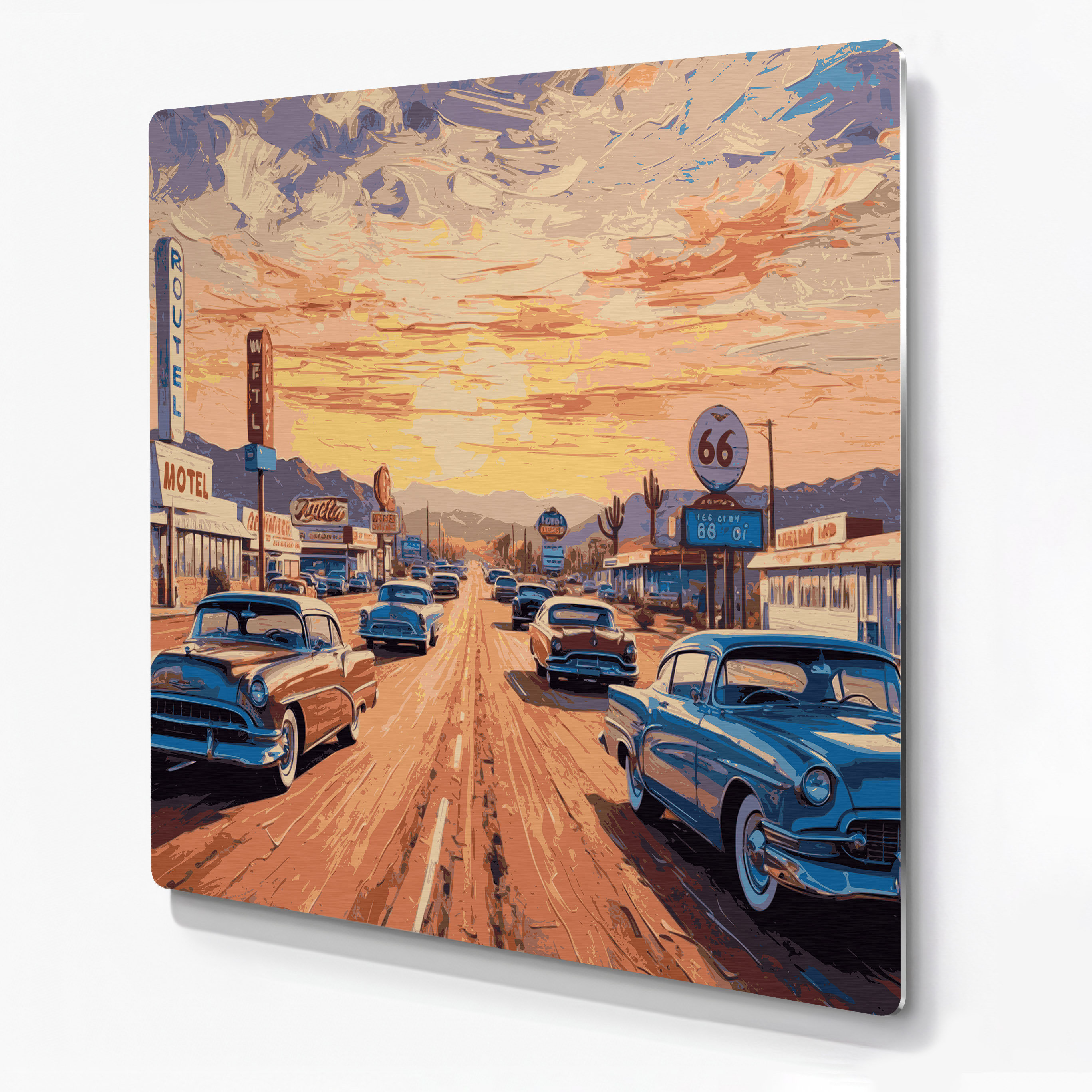 Corrigan Studio® Transportation Route 66 themed artwork Brown Metal ...