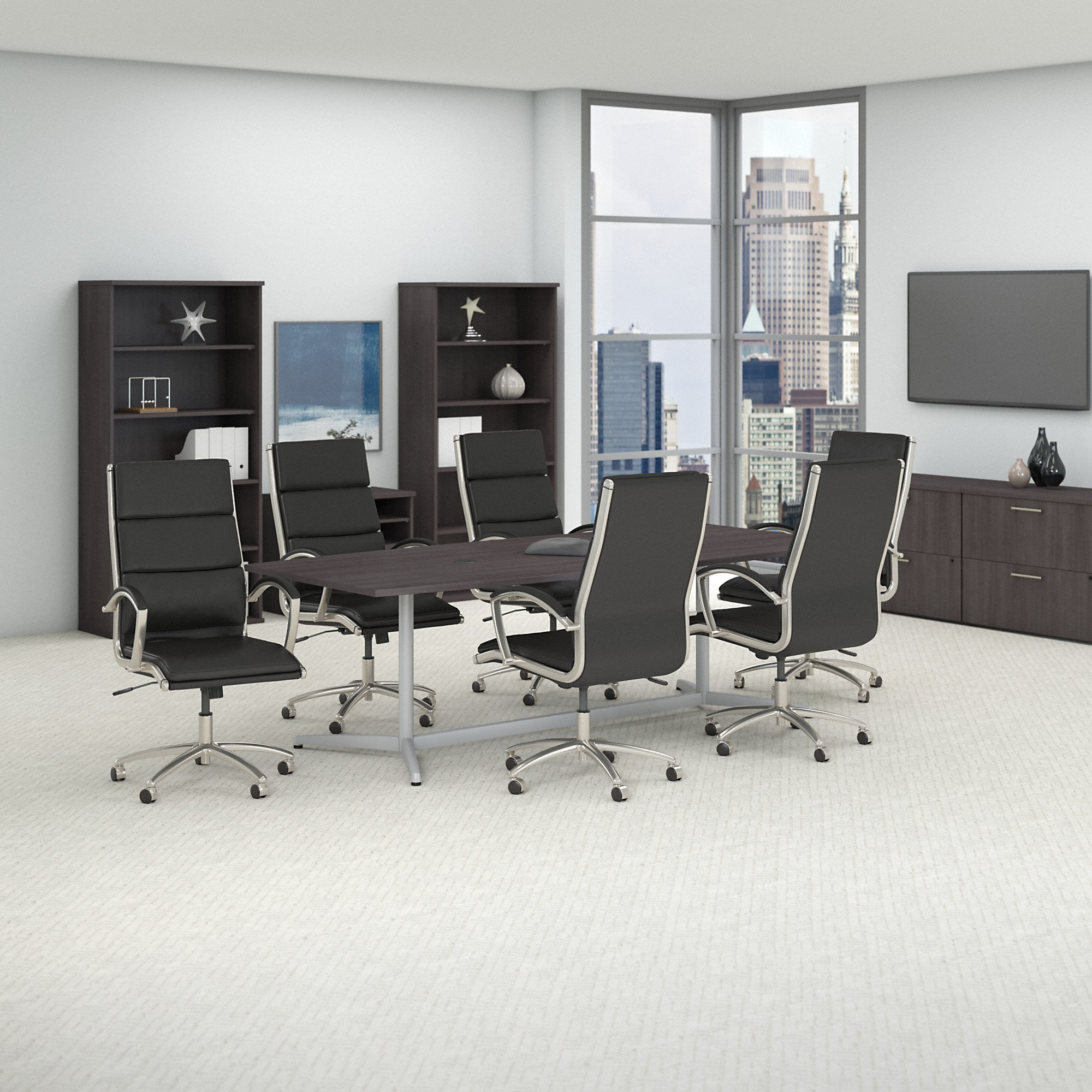Bush Business Furniture BBF Rectangular Conference Table and Chair Set ...