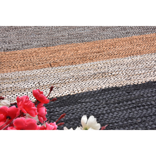 Union Rustic Brundage Handmade Leather /Cotton Brown/Gray Area Rug ...
