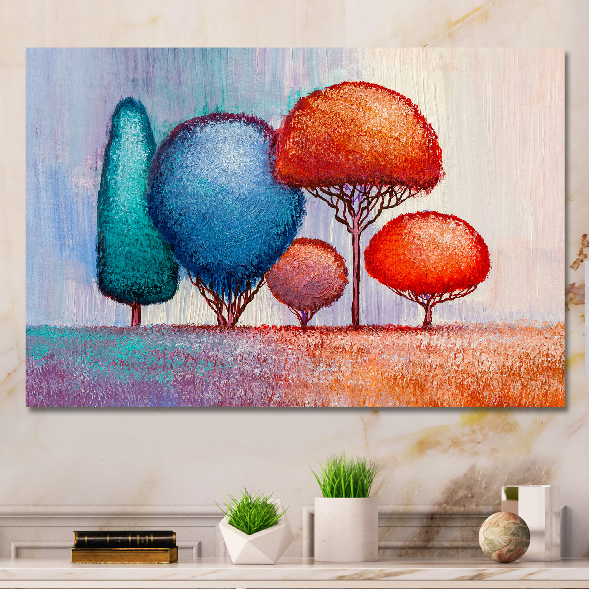 Winston Porter Colorful Multi Season Trees - Print on Canvas | Wayfair