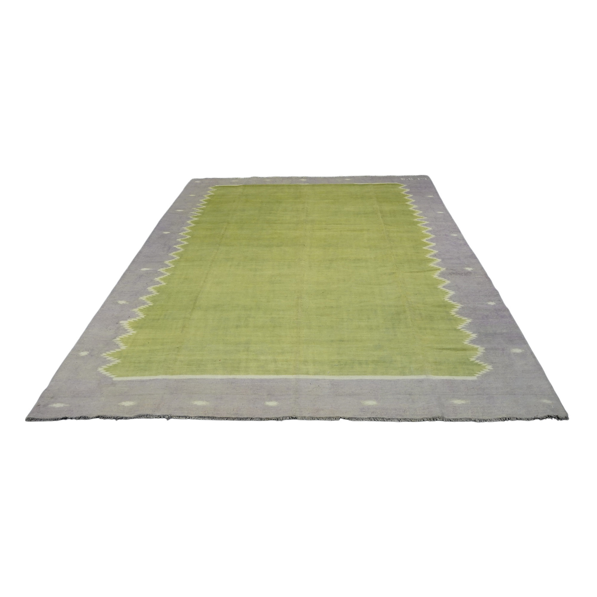 Rug & Kilim Vintage Dhurrie Solid Rug In Chartreuse With Brown ...
