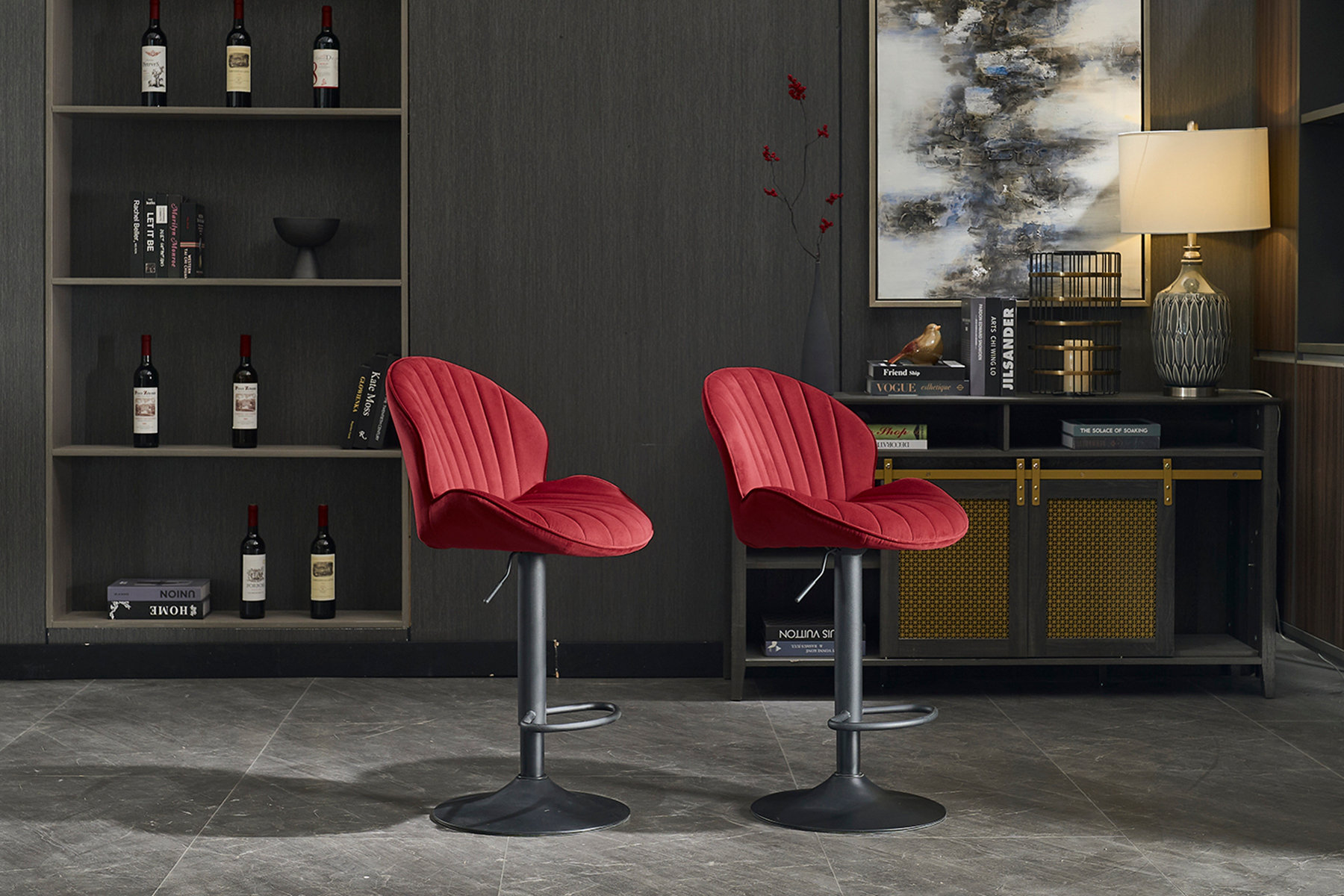 Ivy Bronx Bar Stools Set of 2 - Adjustable Barstools with Back and ...