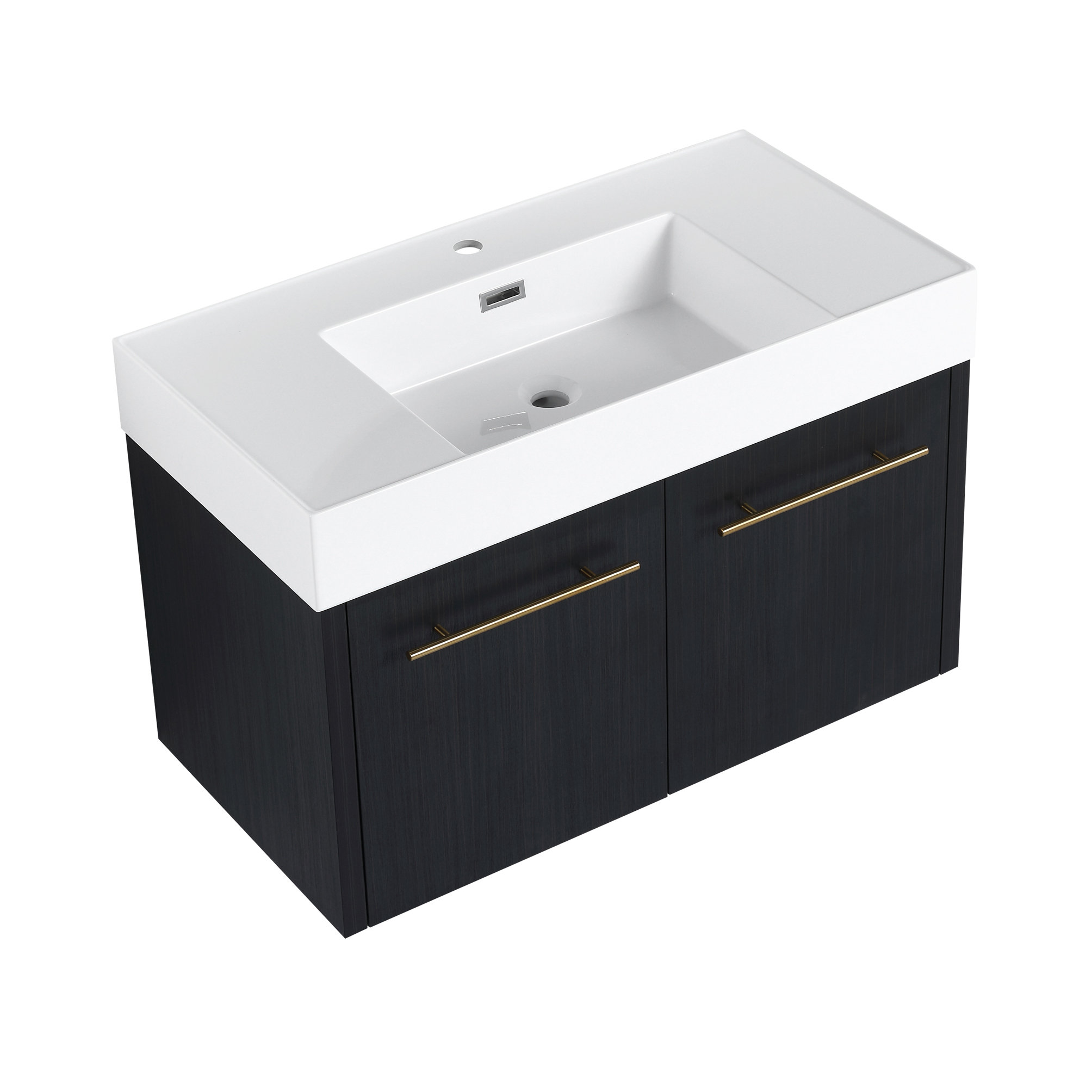 Latitude Run® Wall-Mounted Bathroom Vanity With Sink, Thick Edged Resin ...