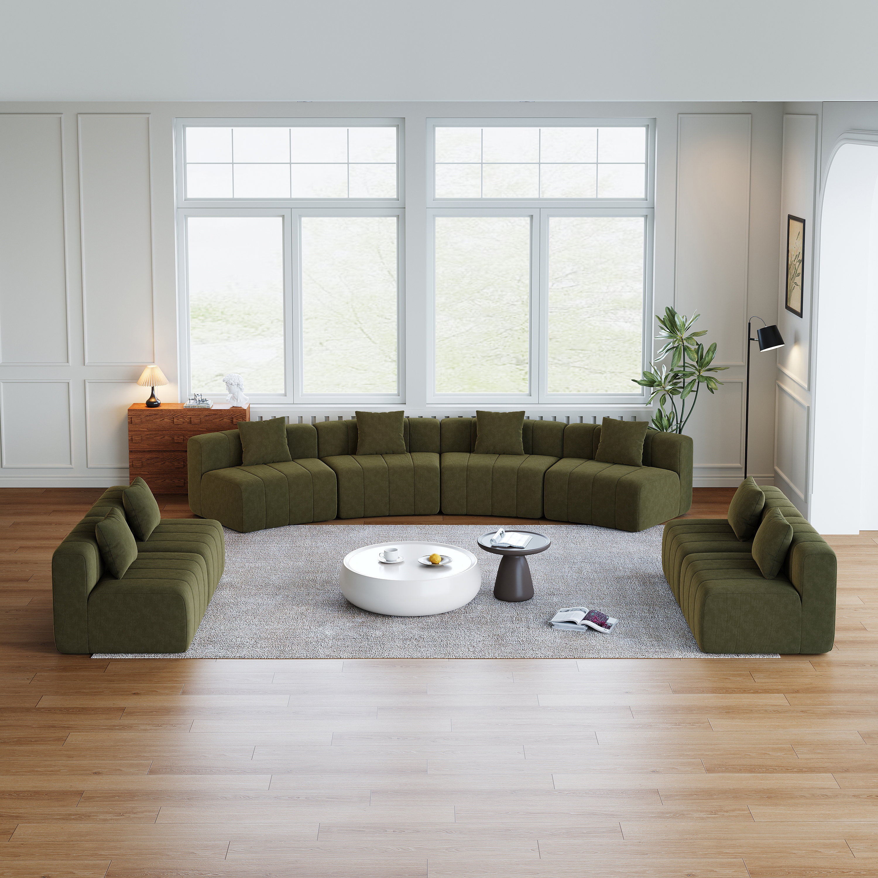 Latitude Run® Four curved seats and four single seats,Chenillle curved ...