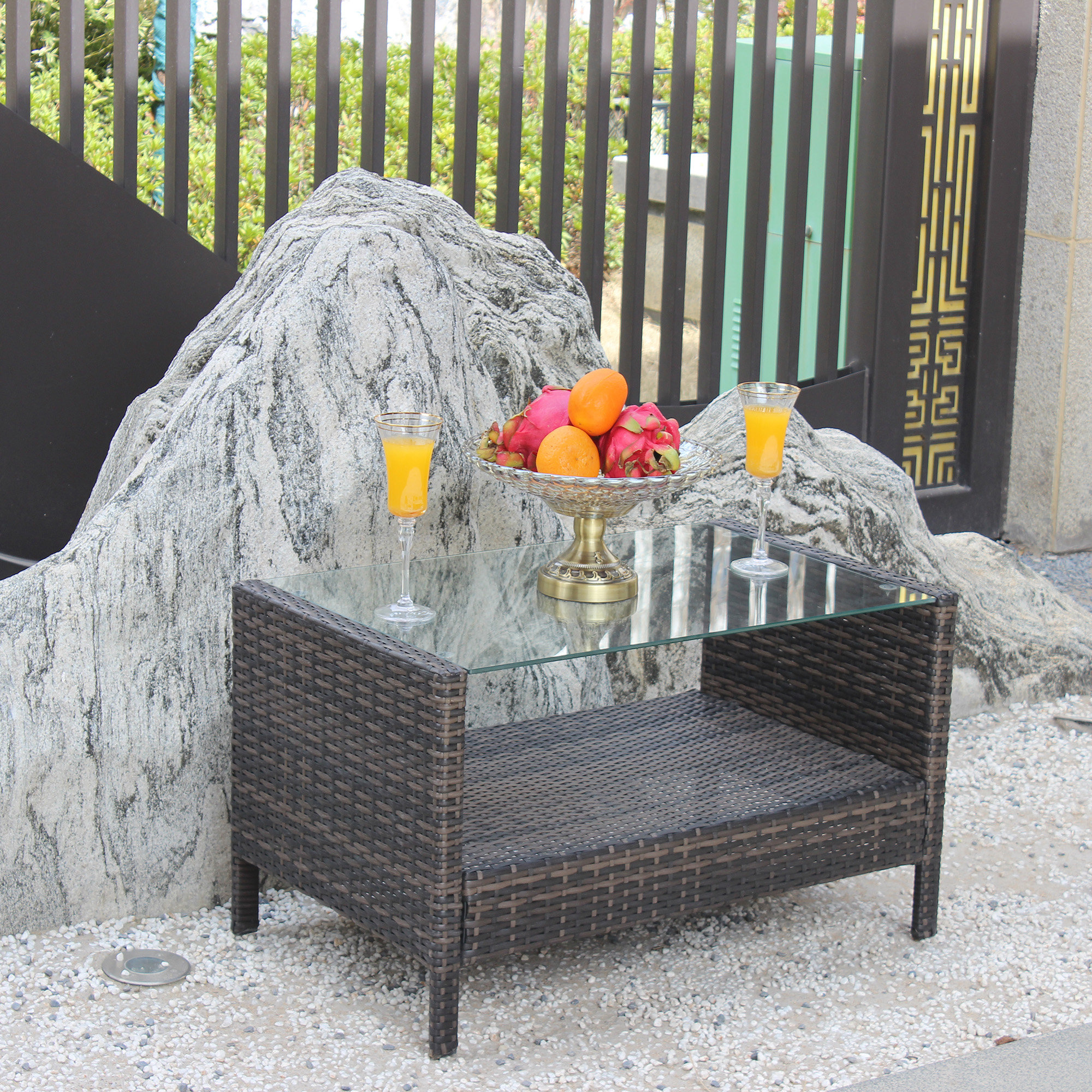 Latitude Run® Outdoor Patio Clear Tempered Glass Coffee Table - Wayfair ...