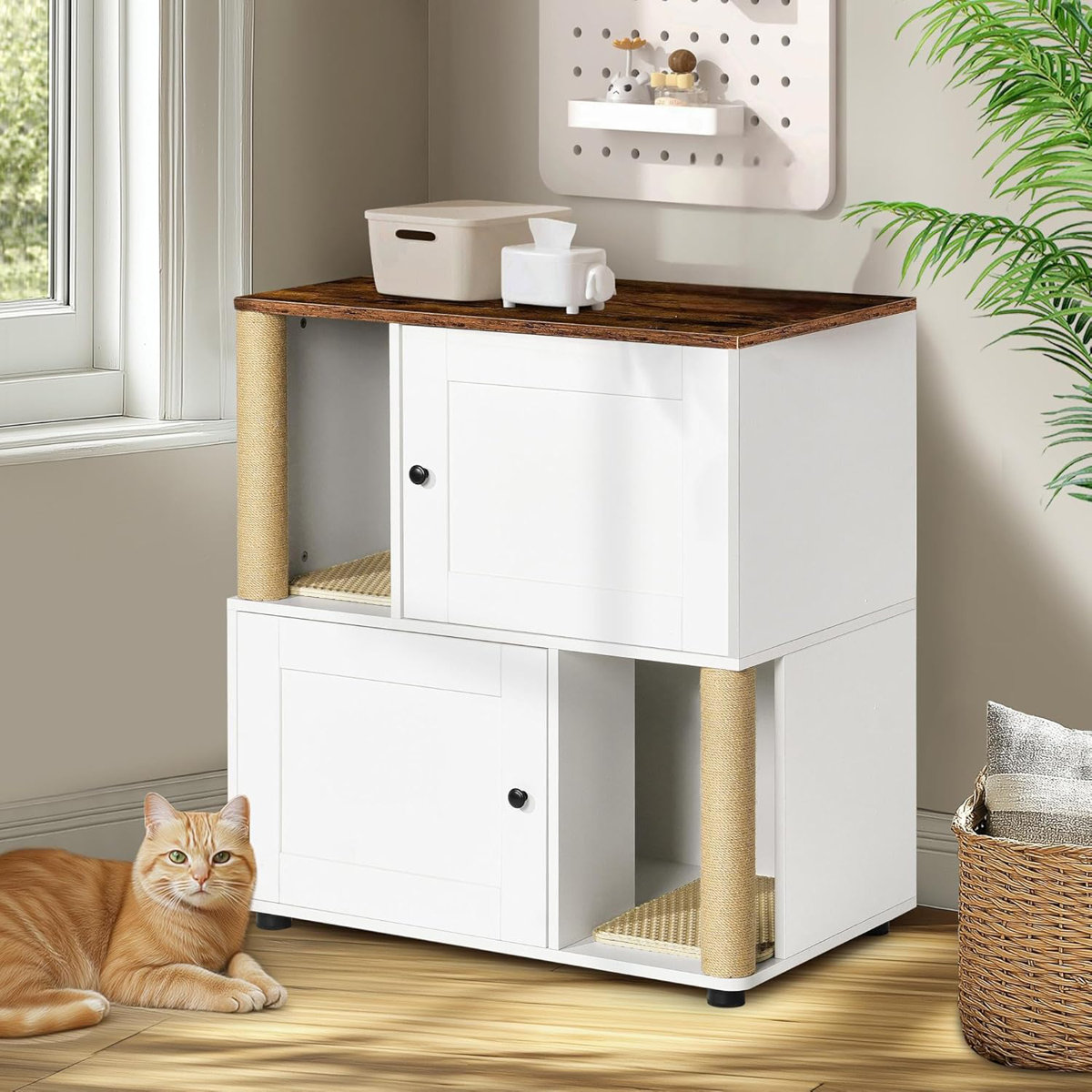 Tucker Murphy Pet™ Double Cat Litter Box Enclouse, Litter Box Enclosure ...