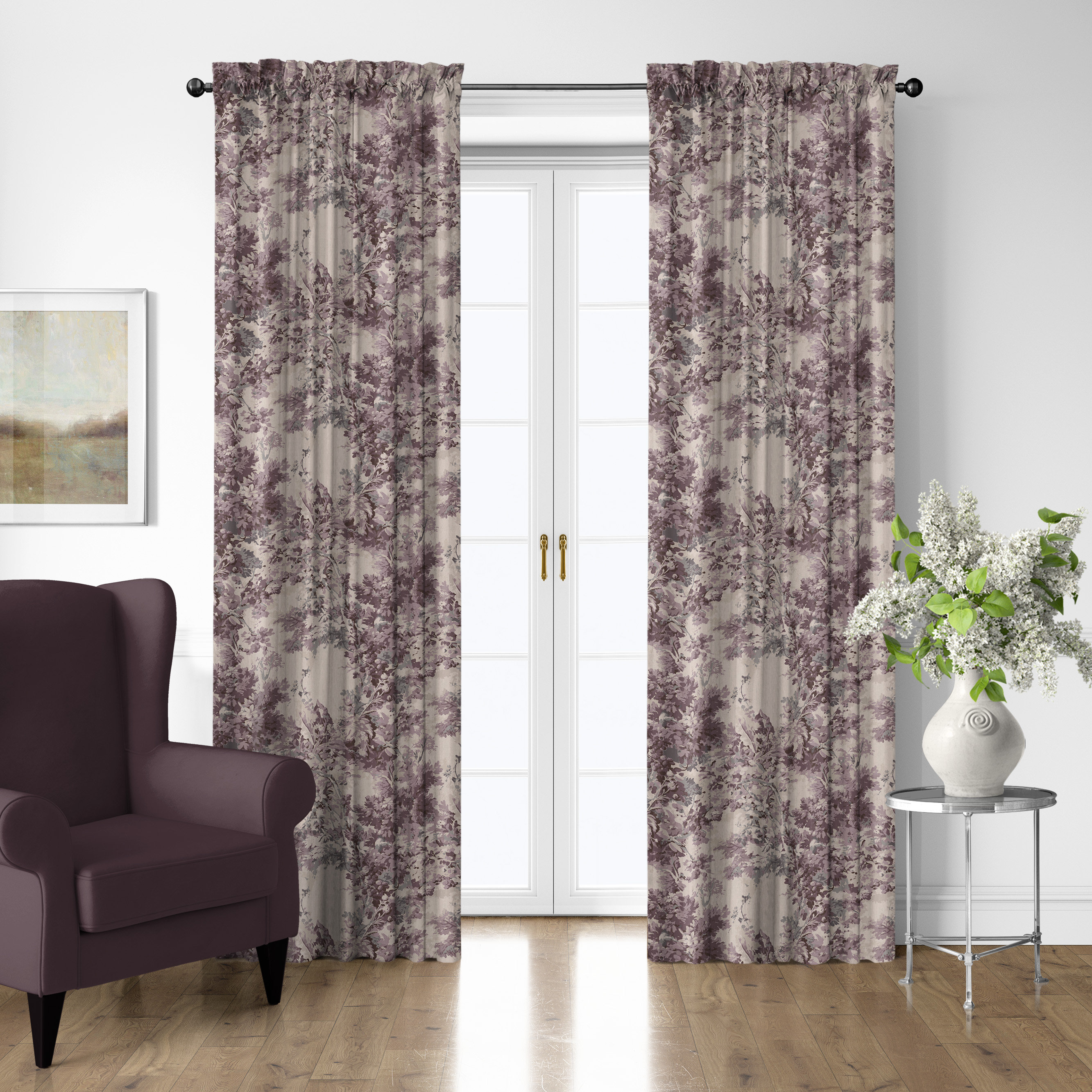 6ix Tailors Fine Linens Dolce Wisteria Cotton Rod Pocket Drapery Panel ...