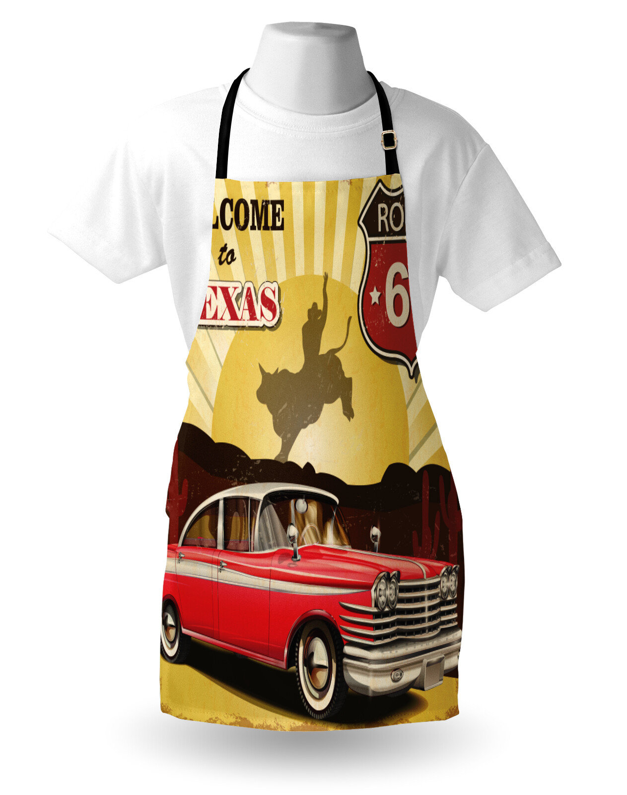East Urban Home Western Apron Unisex, Texas Car Cowboy Words, Adult ...