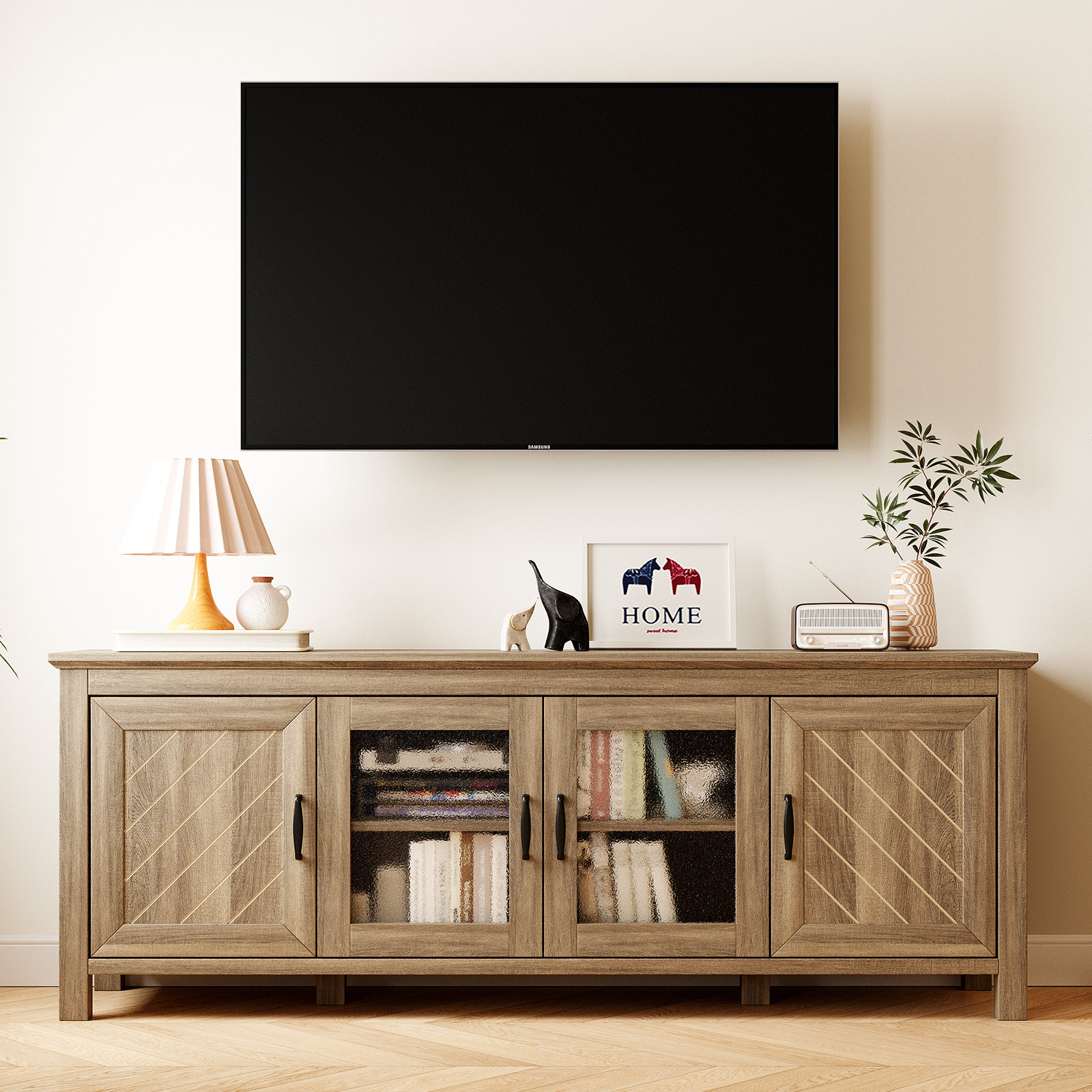 Lark Manor™ Farmhouse Tv Stand,tv Console Table With Doors & Storage ...