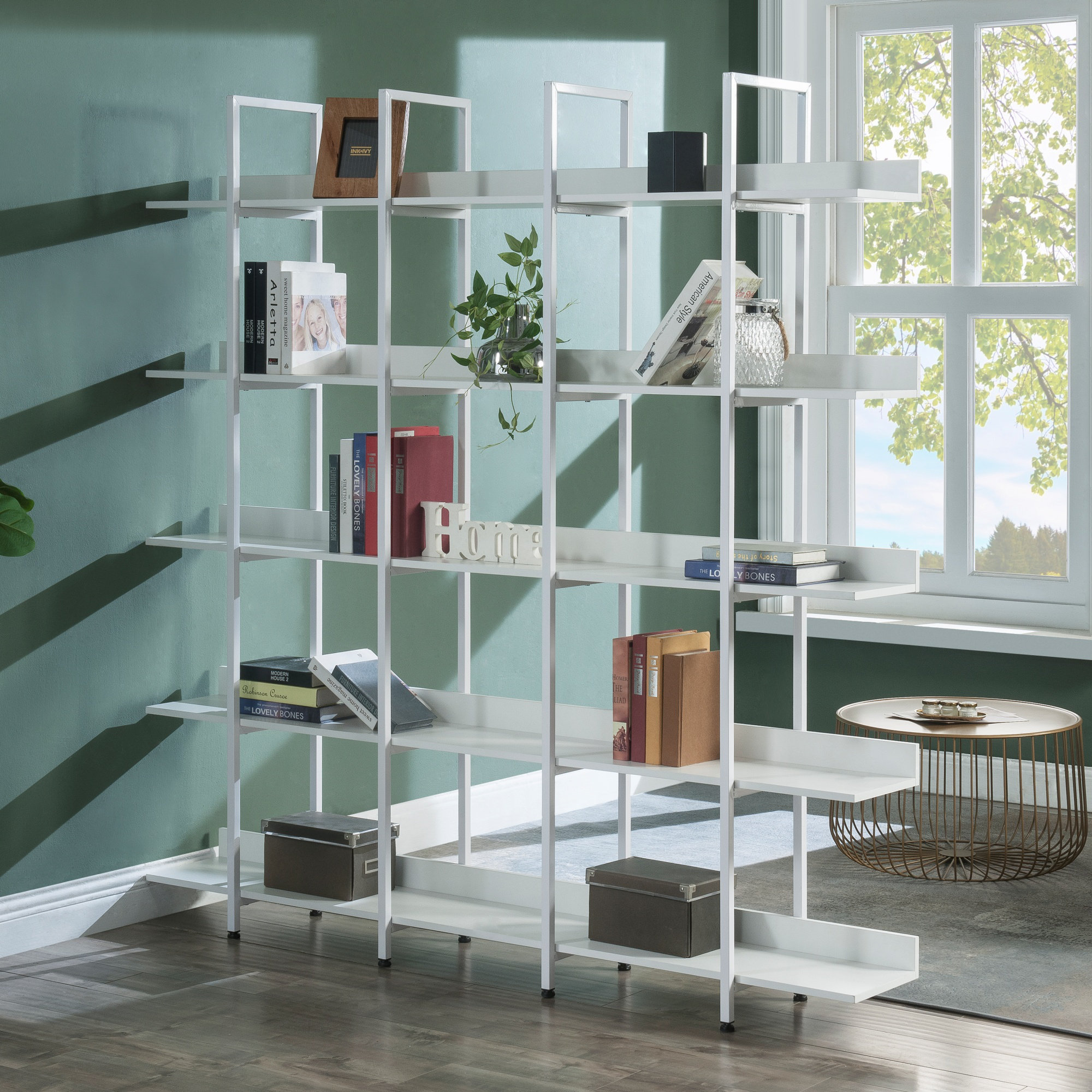 Latitude Run® 5 Tier Bookcase Home Office Open Bookshelf, Vintage ...