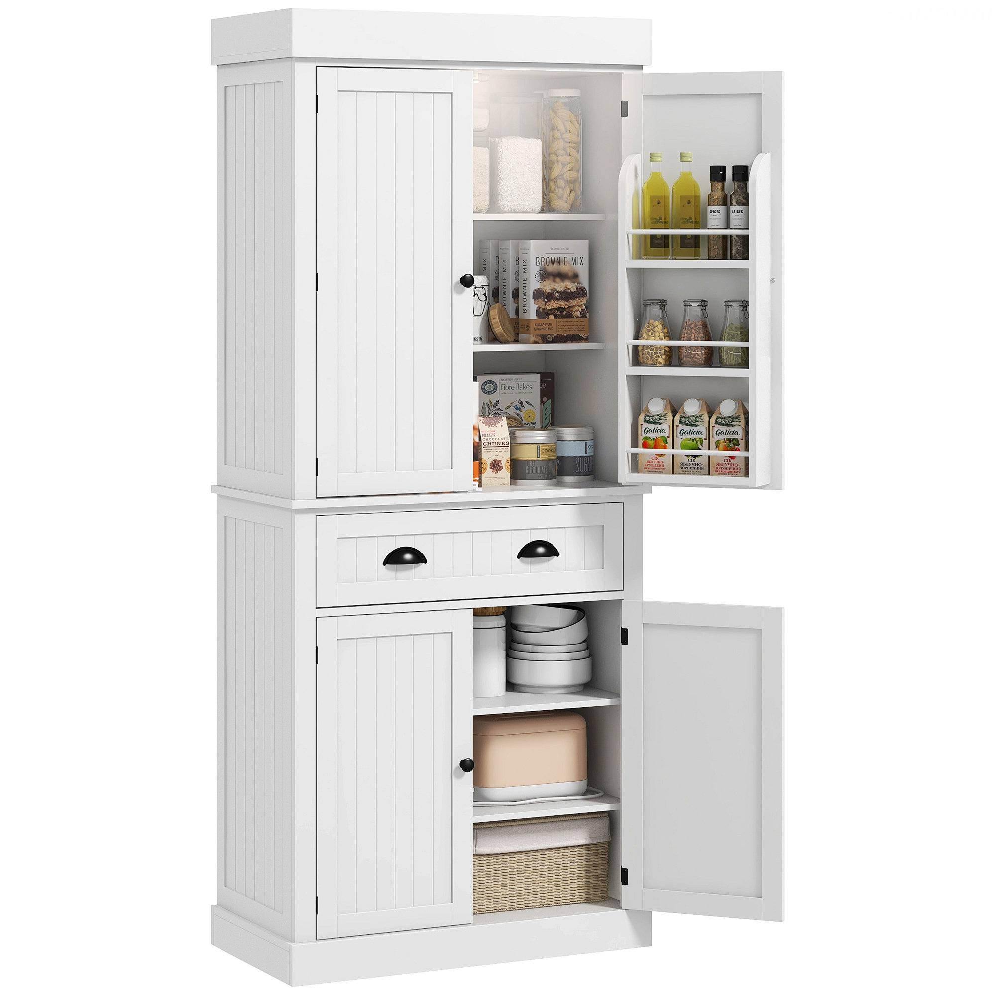 Winston Porter Kitchen Pantry Cabinet With Motion Sensor Light, Tall ...